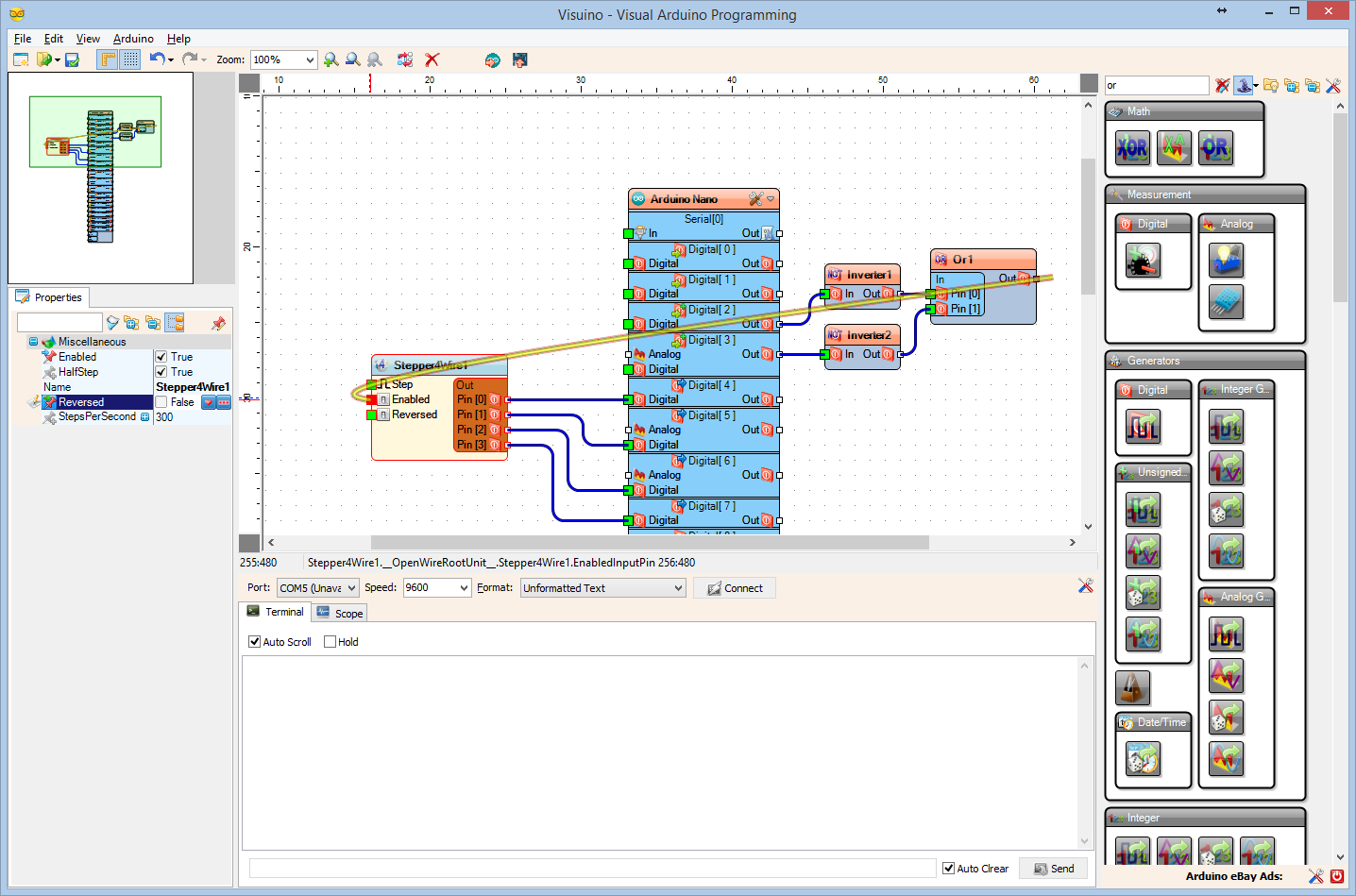 Arduino Nano and Visuino: Control Stepper Motor With Buttons : 12 Steps ...