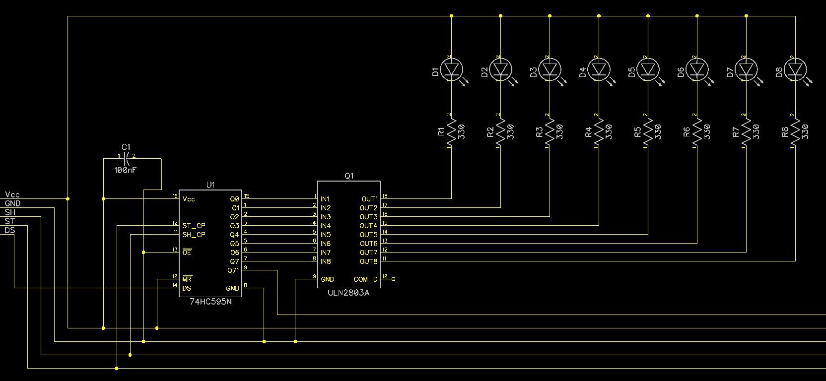 Using Shift Register 74HC595 With ULN2803, UDN2981 and BC327 : 5 Steps - Instructables