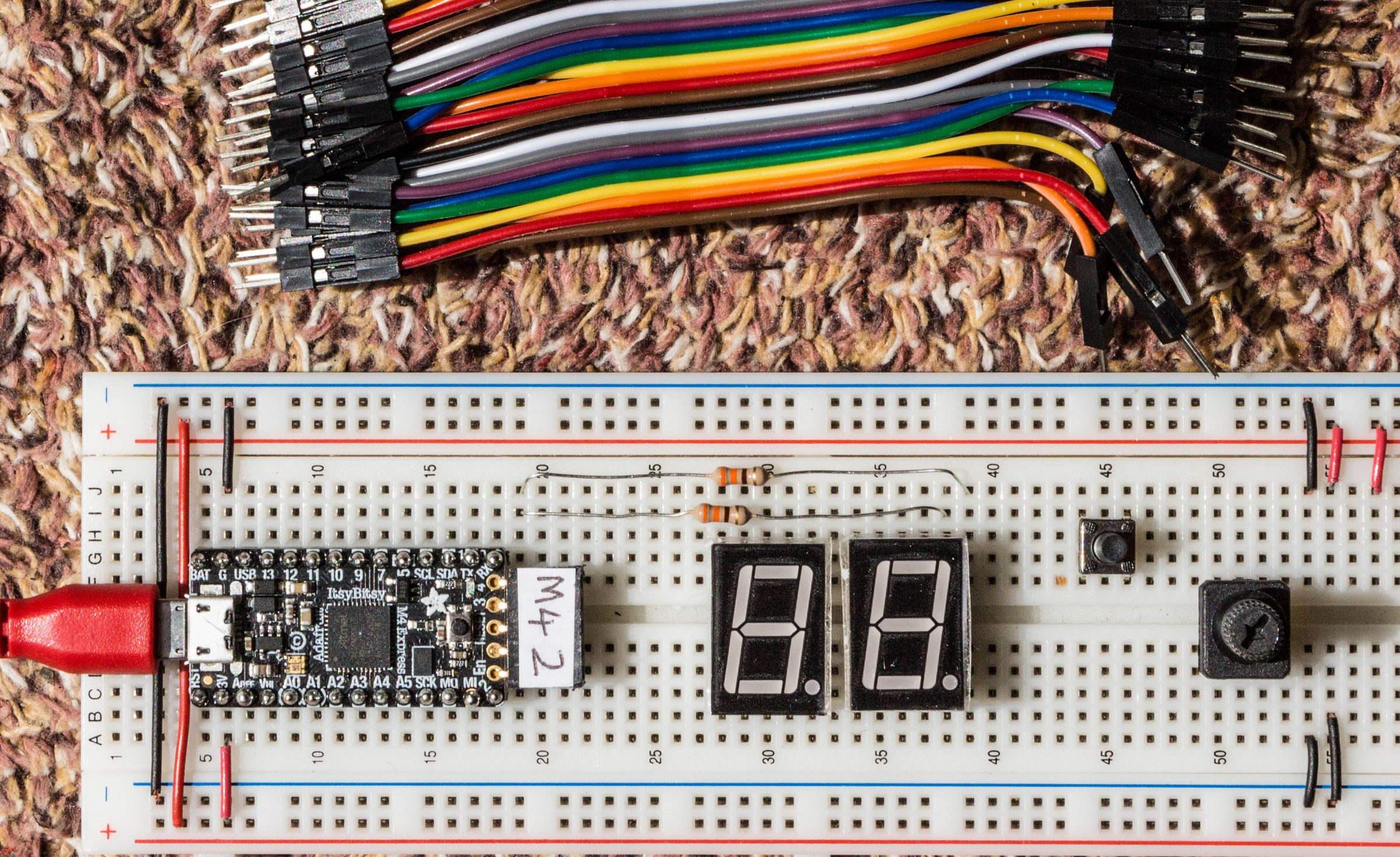 Dual 7-segment Displays Controlled by Potentiometer in CircuitPython ...