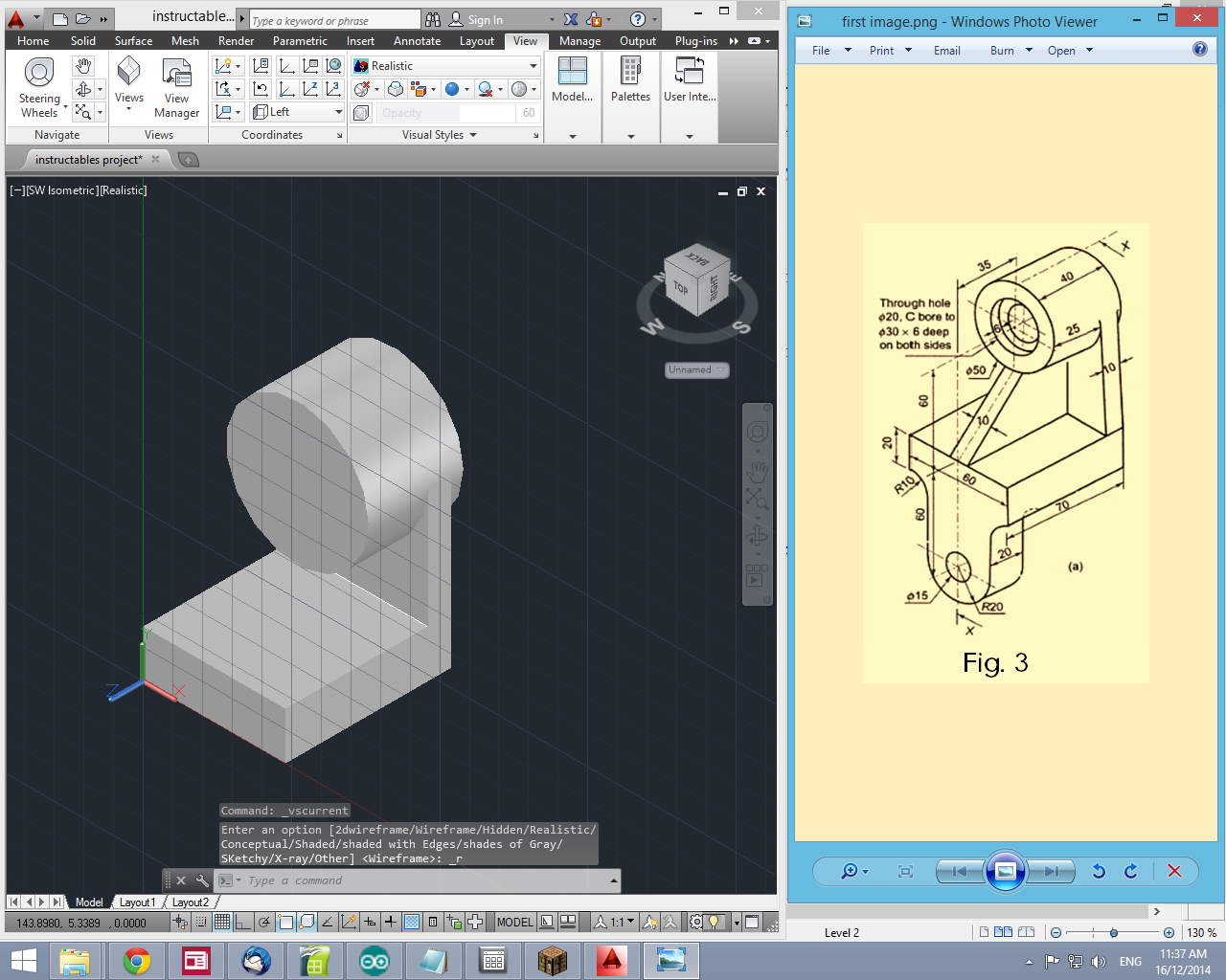 Modeling a 3D Object in AutoCAD 2014 : 10 Steps (with Pictures ...