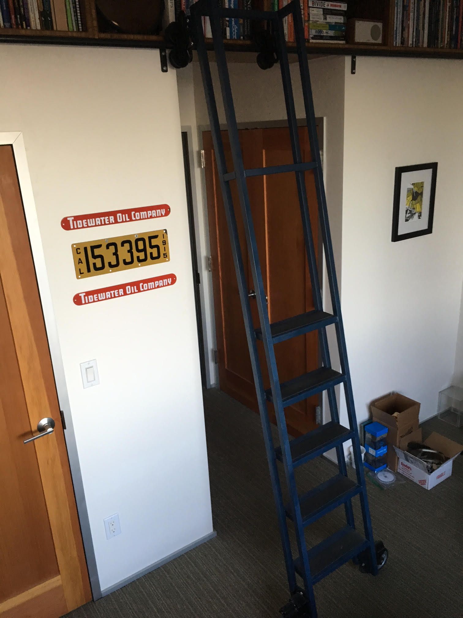 Ceiling Bookshelf With Library Ladder : 3 Steps (with Pictures ...