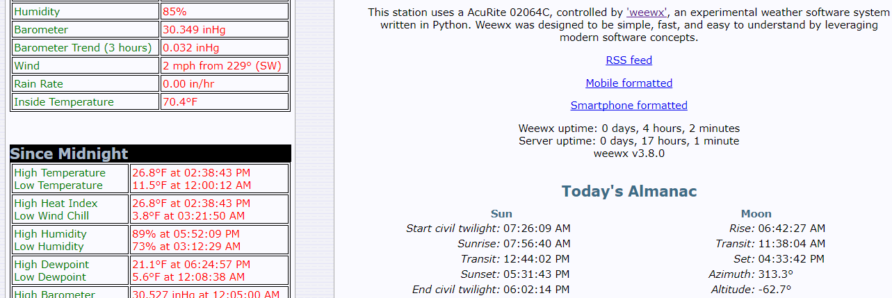 Acurite 5 in 1 Weather Station Using a Raspberry Pi and Weewx (other Weather Stations Are ...