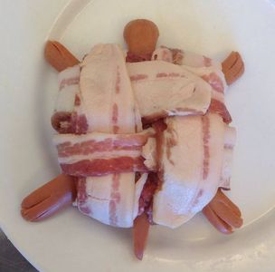 Turtle Bacon Hot Dogs With Weave