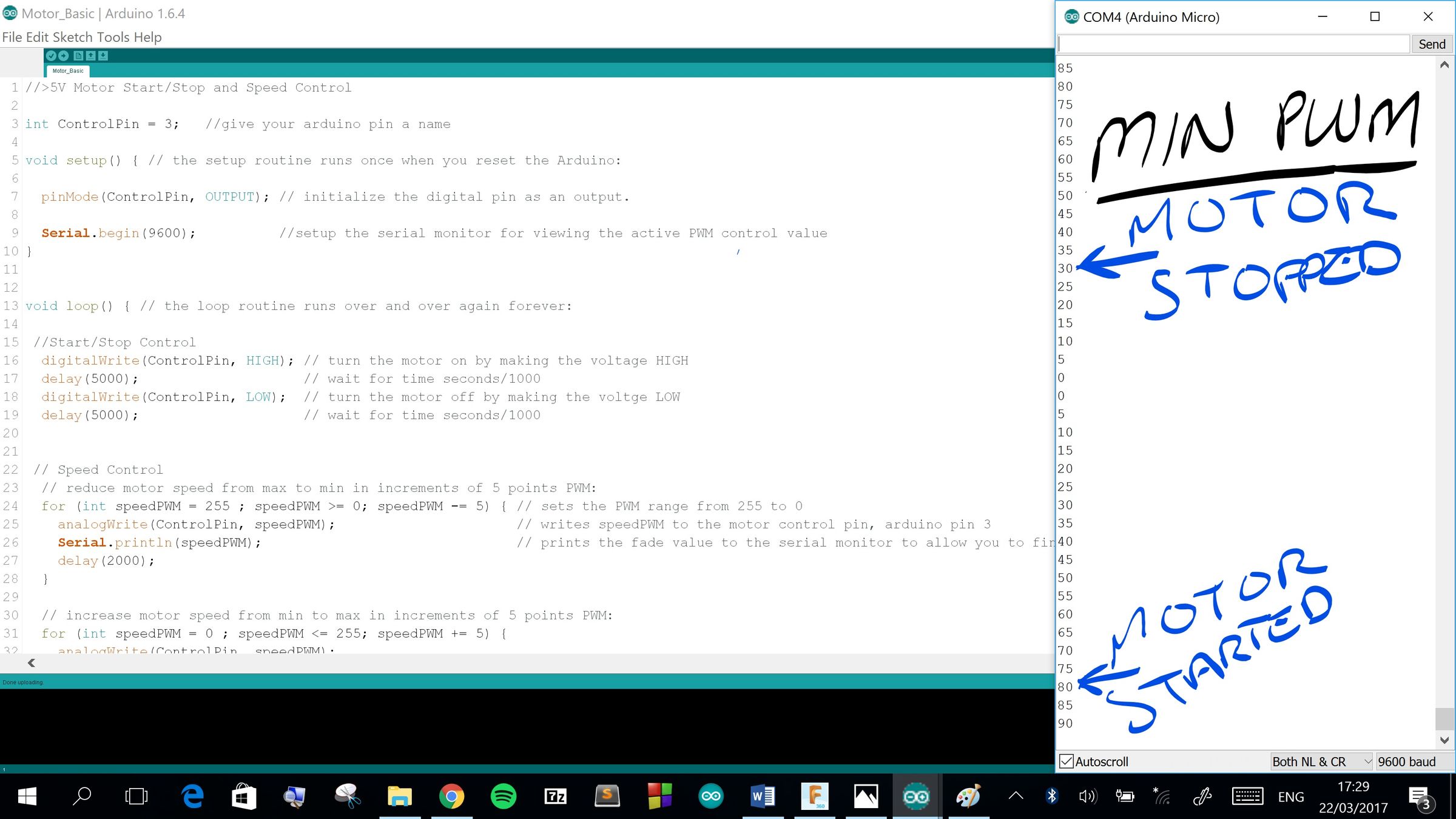 12V Motor Control With 5V Arduino and NPN Transistor As Speed Control ...