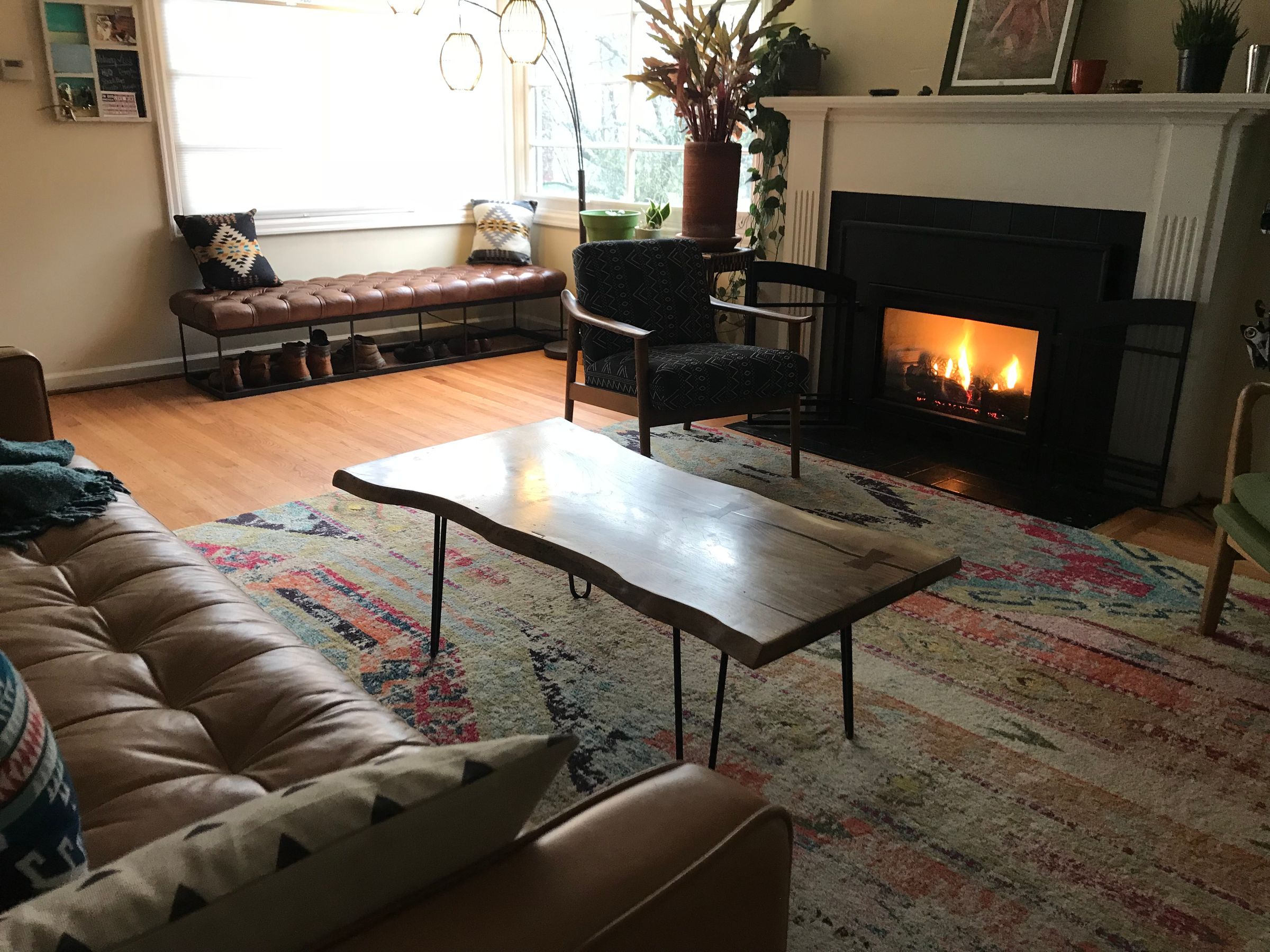 Black Walnut Slab and Black Epoxy Coffee Table (with Cocobolo Bowties ...
