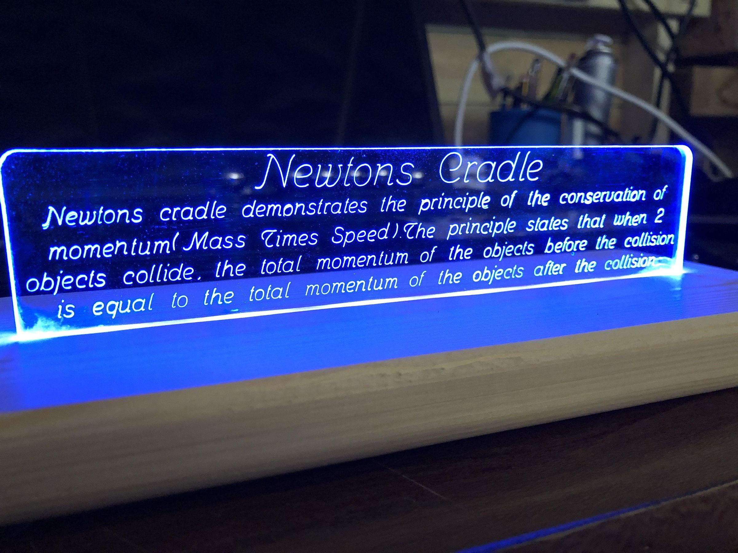 Newtons Cradle With Edge Lit Explanation : 8 Steps (with Pictures ...