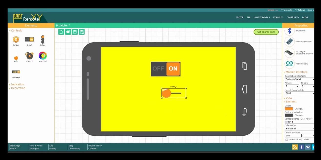 RemoteXY Editor – How to Control DC Motor With Smartphone and Bluetooth With RemoteXY ...