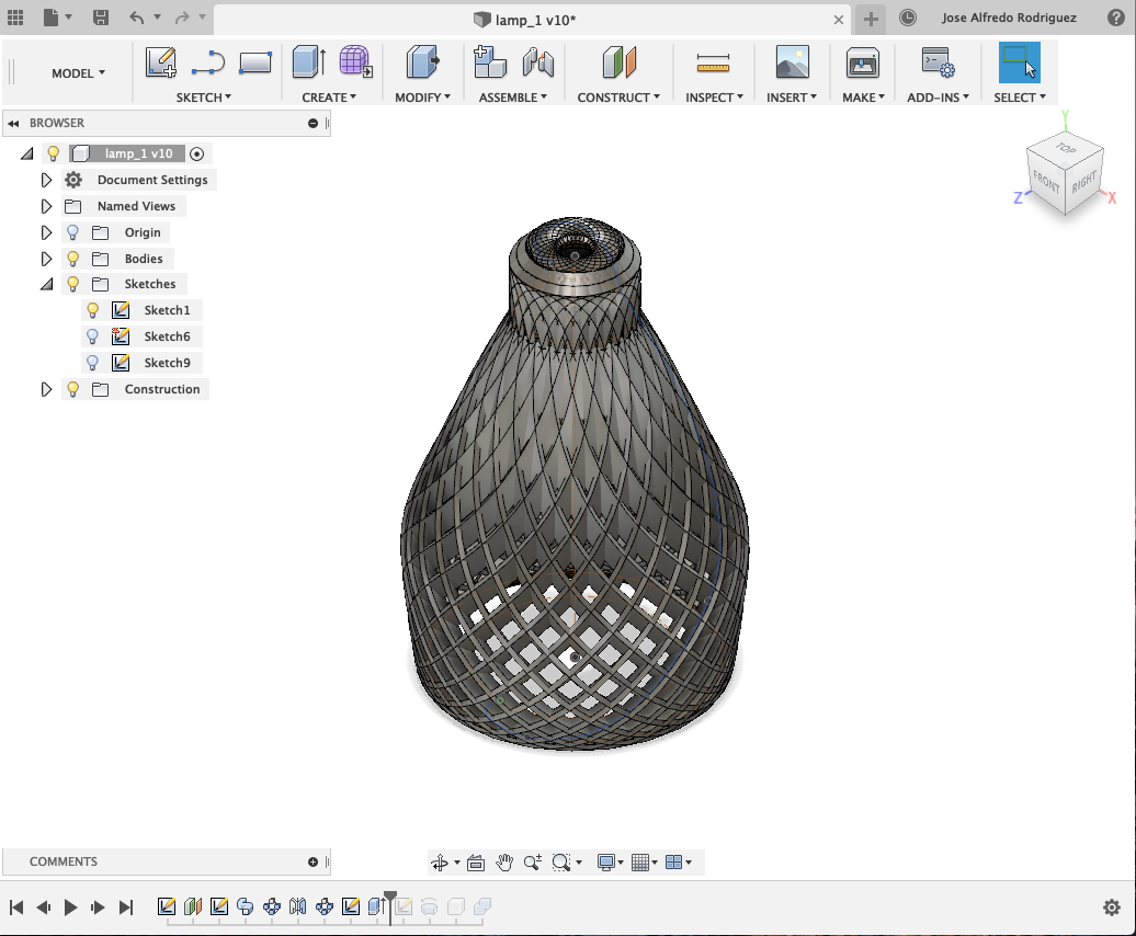 3d Printed Lamp With Fusion 360 3d Splines : 6 Steps (with Pictures ...