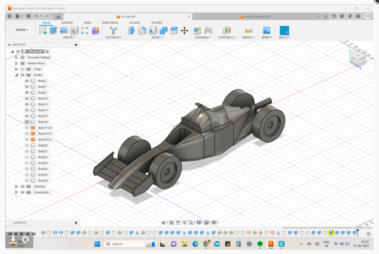 A F1 Car (Formula One) Model in Autodesk Fusion 360 for 3D Printing ...