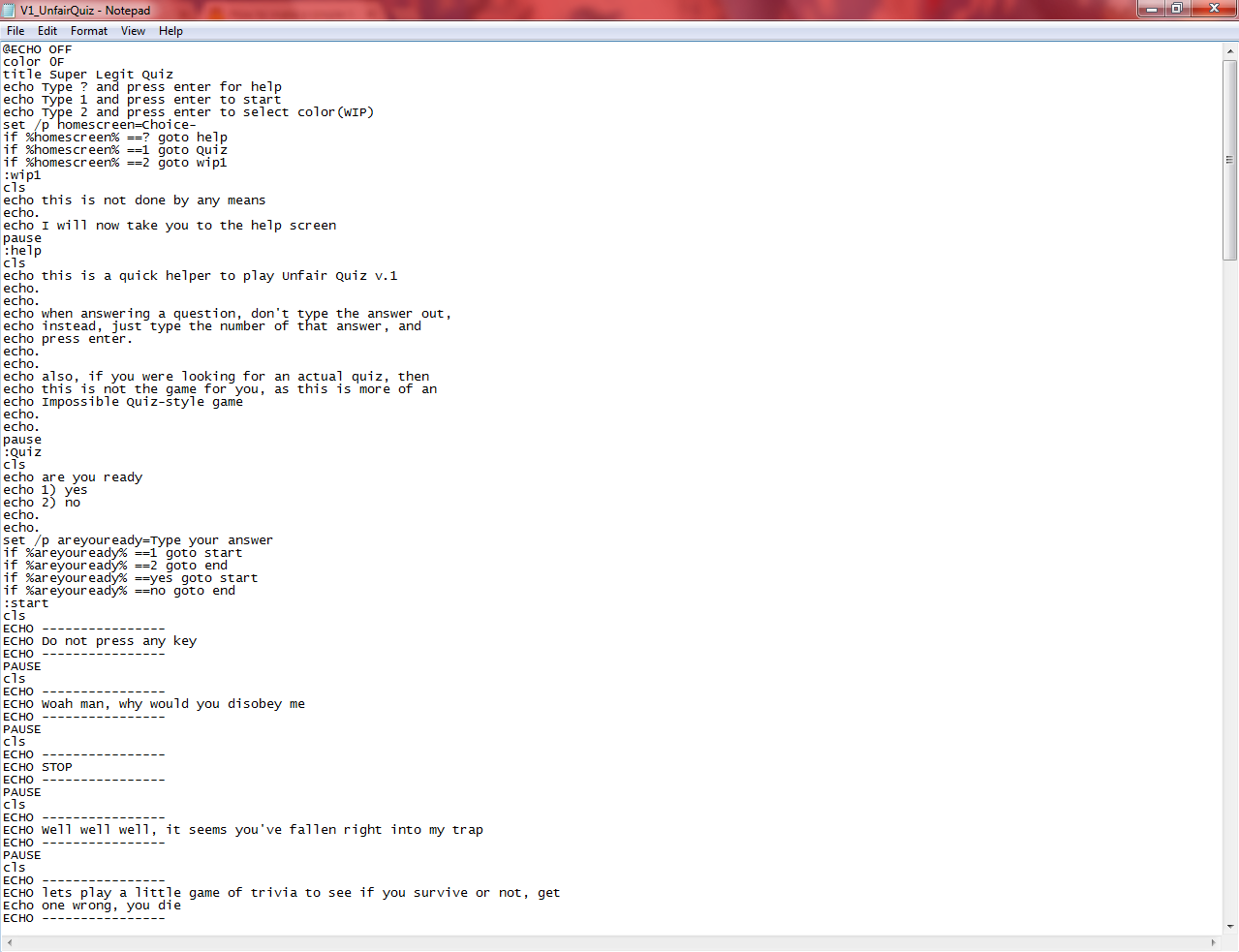 How to Make a Simple Batch Trivia Game : 7 Steps - Instructables