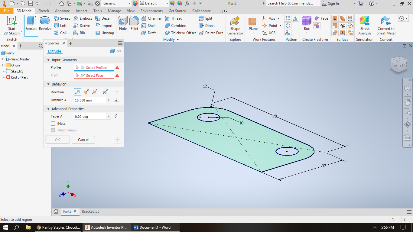 A Bracket for a Wheel Assembly on Autodesk Inventor : 20 Steps ...