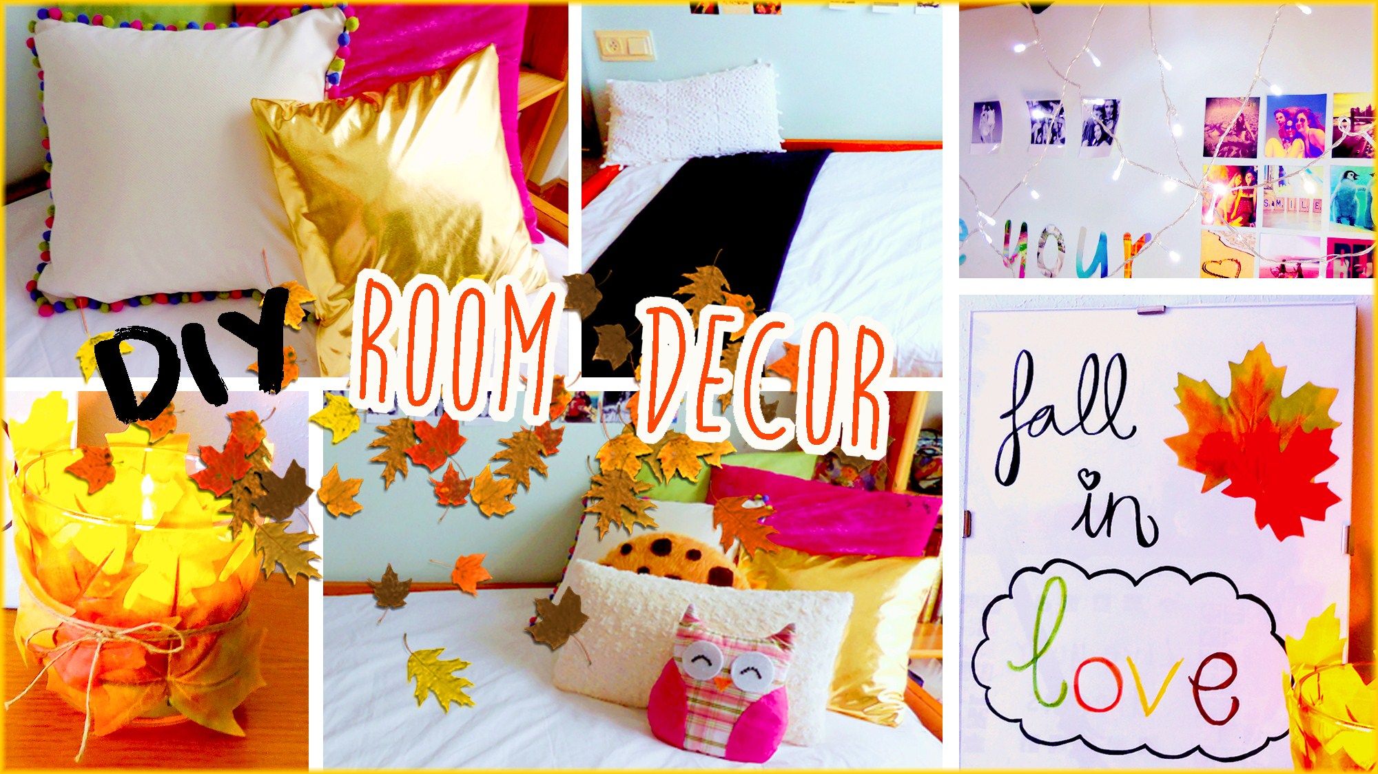 DIY Room Decor for Fall! No Sew Pillows, Tumblr Inspired Decorations ...