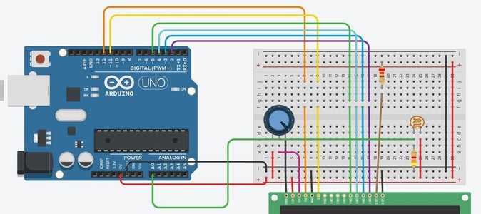 SmartLight Using LDR and LCD (Tinkercad) : 7 Steps - Instructables