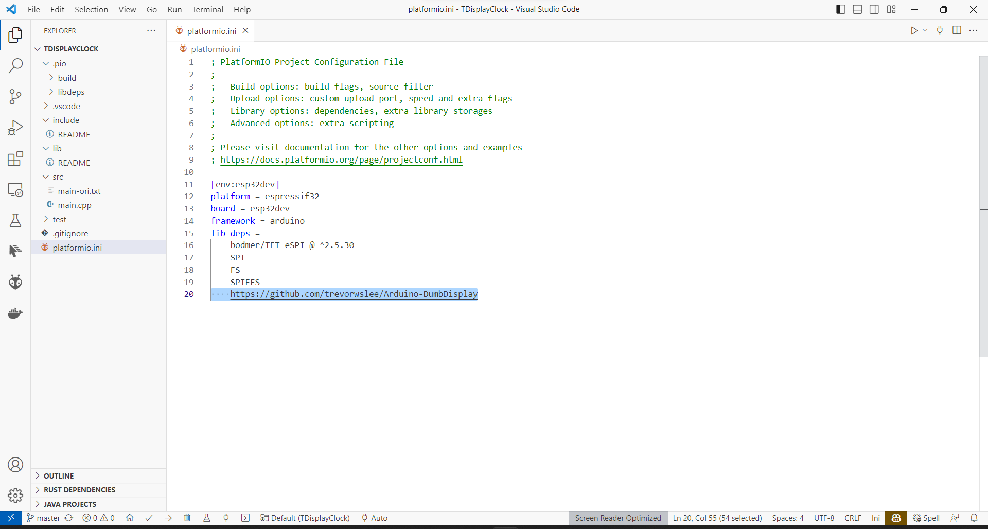 Extending a TFT_eSPI Example With TTGO T-Display Using PlatformIO, With ...