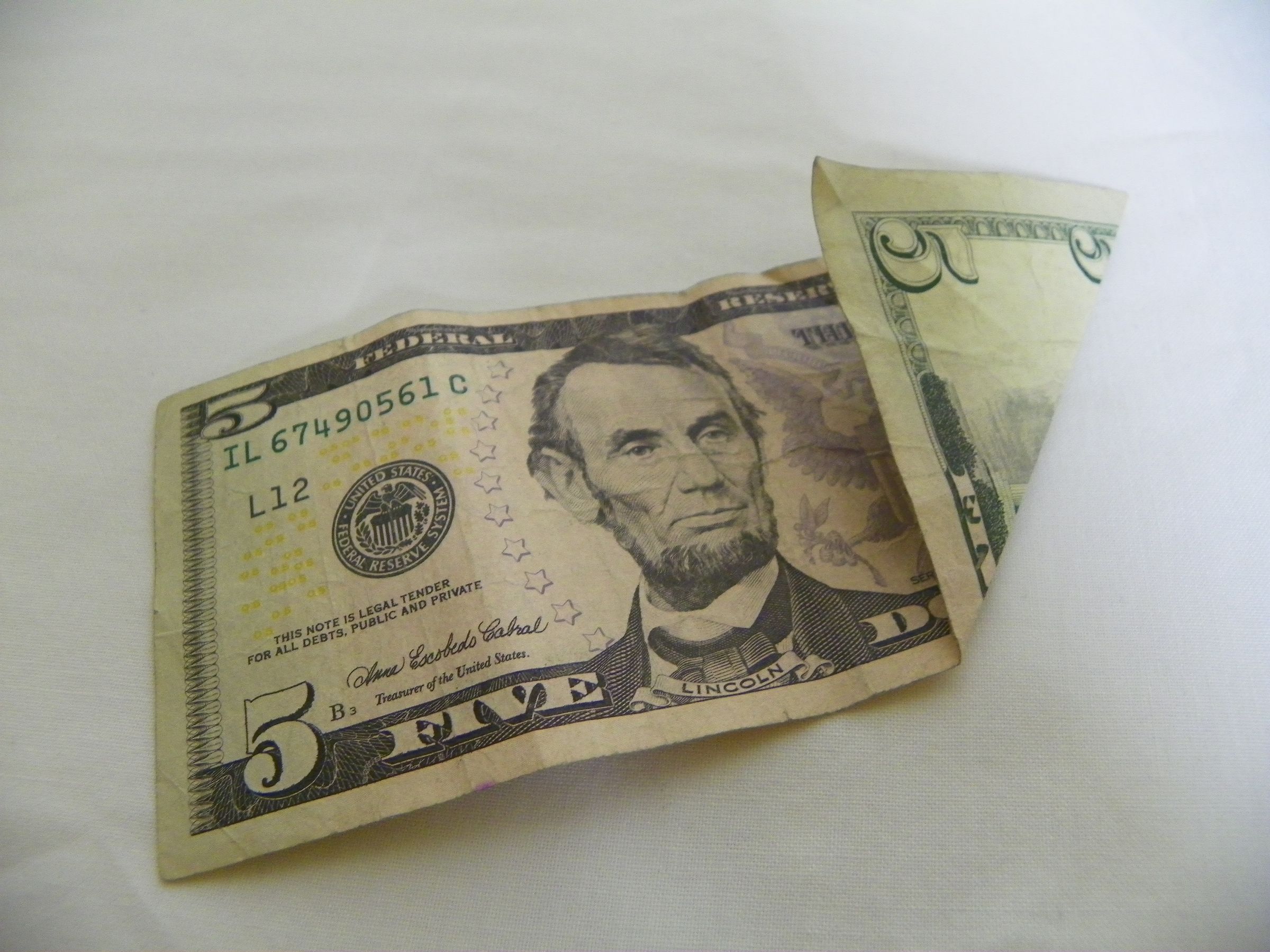 Abraham Lincoln 5 Dollar Bill Origami