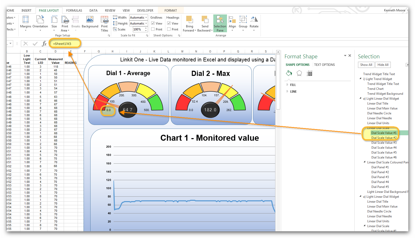 Linkit One - Live Data Monitored in Excel and Displayed Using a Dashboard : 8 Steps (with ...