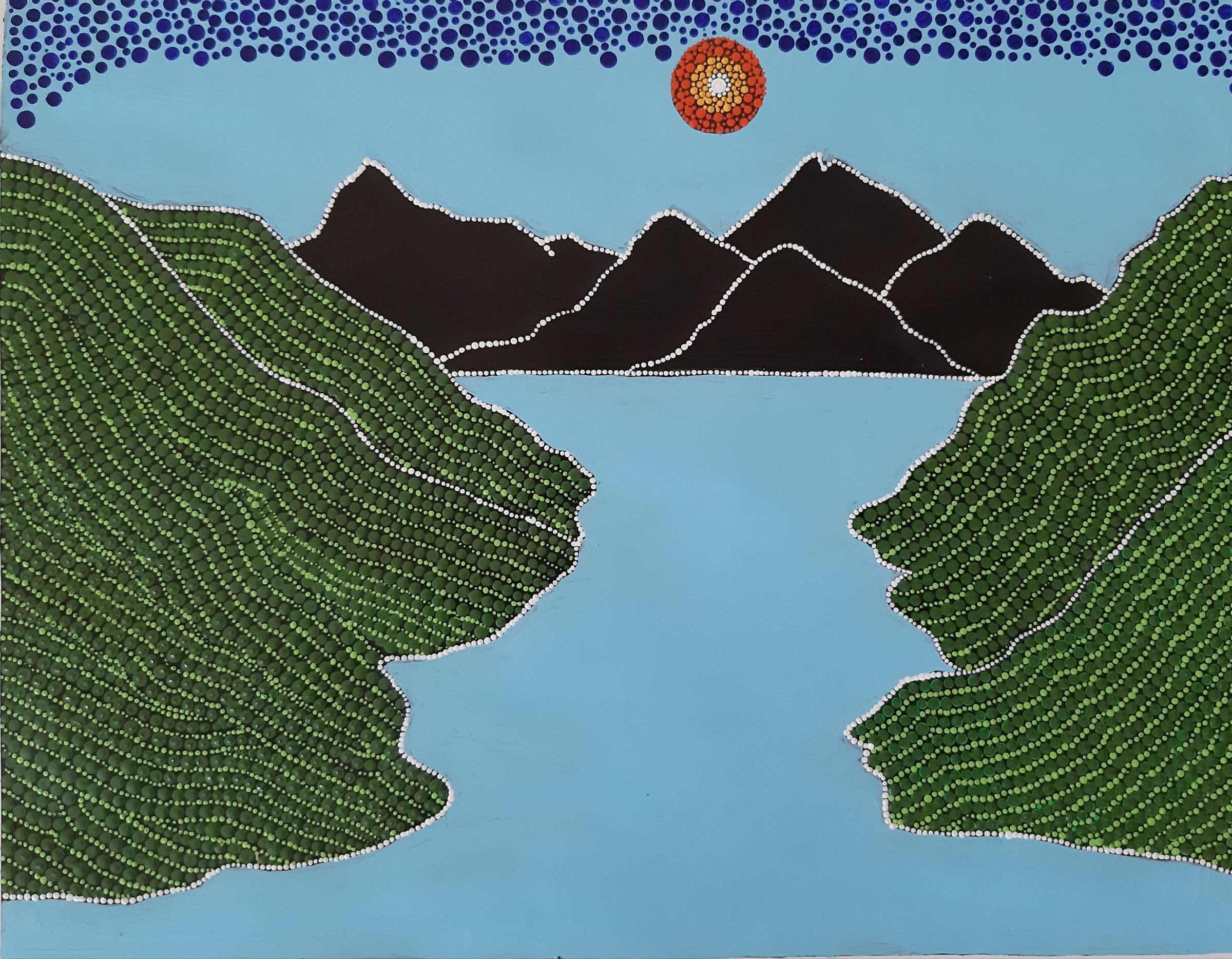 Step by Step Landscape Dot Painting | Dot Art Tutorial : 6 Steps ...