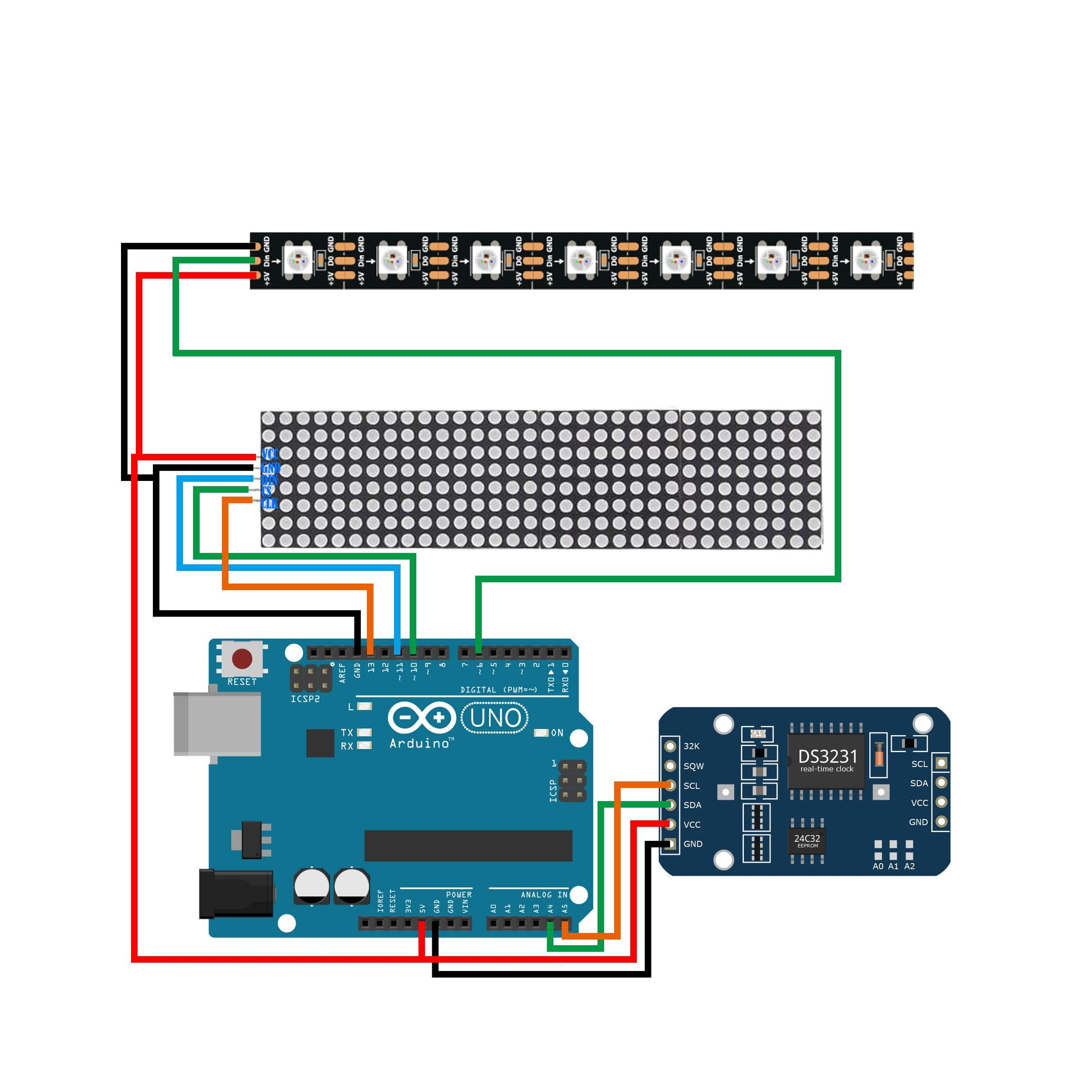 How to Make Analog Clock & Digital Clock With Led Strip Using Arduino ...