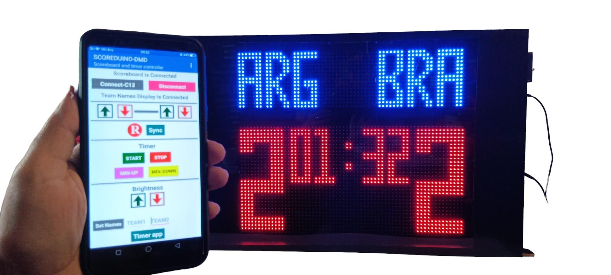 Dual Color DIY Scoreboard Using 6 Displays. Android App Controlled Scoreduino DMD Based DIY ...