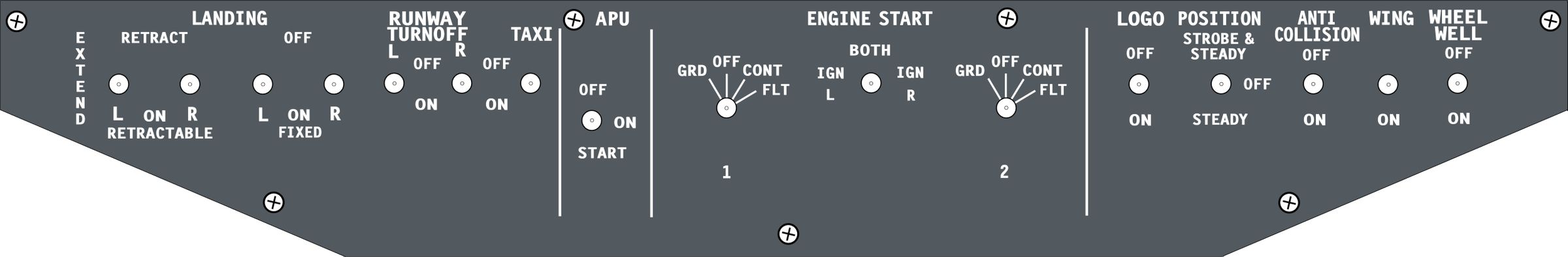 Boeing 737NG Lights Overhead Panel for FSX : 6 Steps - Instructables
