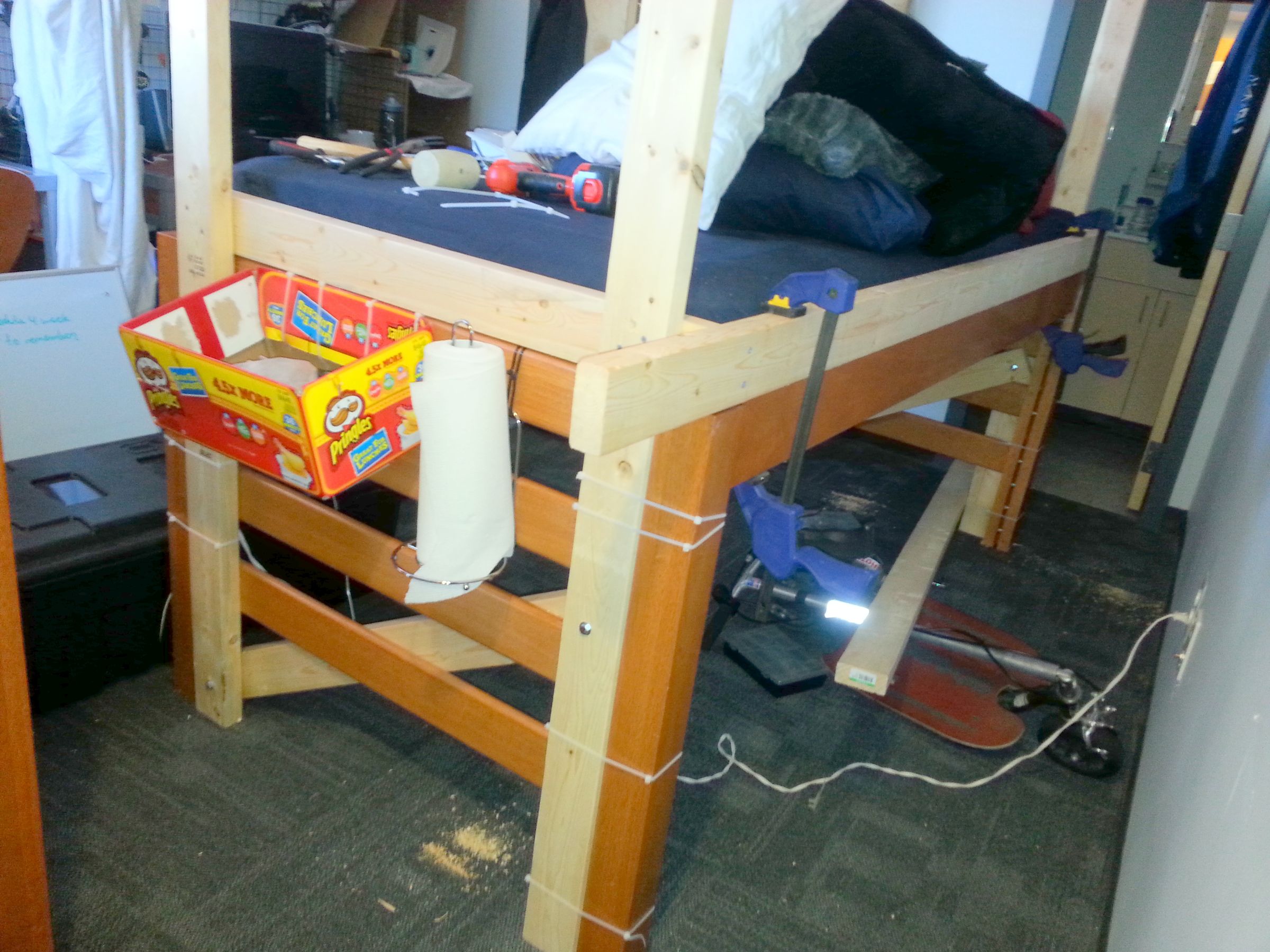 Boring Old College Dorm Room Bed - Becomes 4 Poster Bed Fit for a King ...