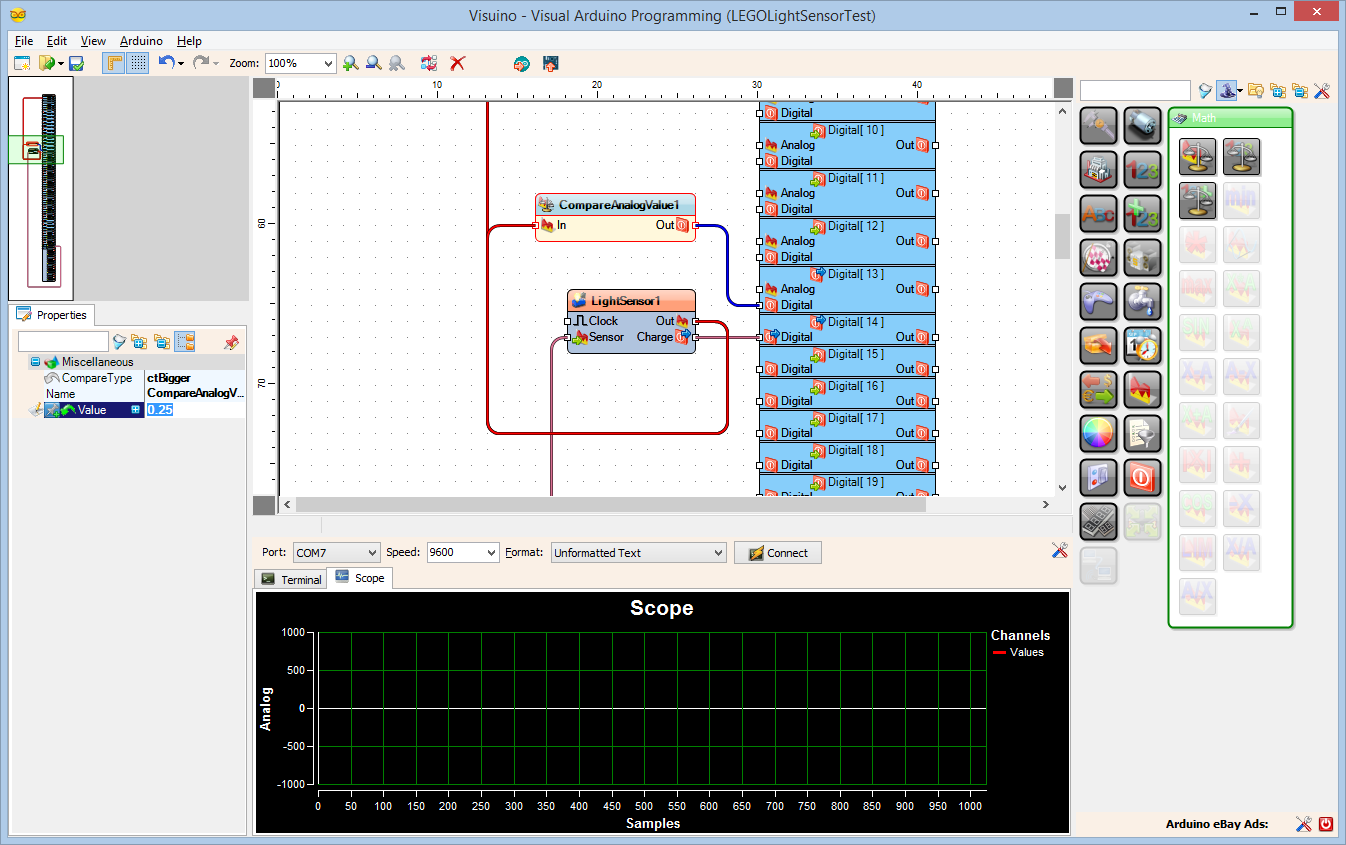 Use LEGO Mindstorm RCX Light Sensor With Arduino (Program With Visuino ...