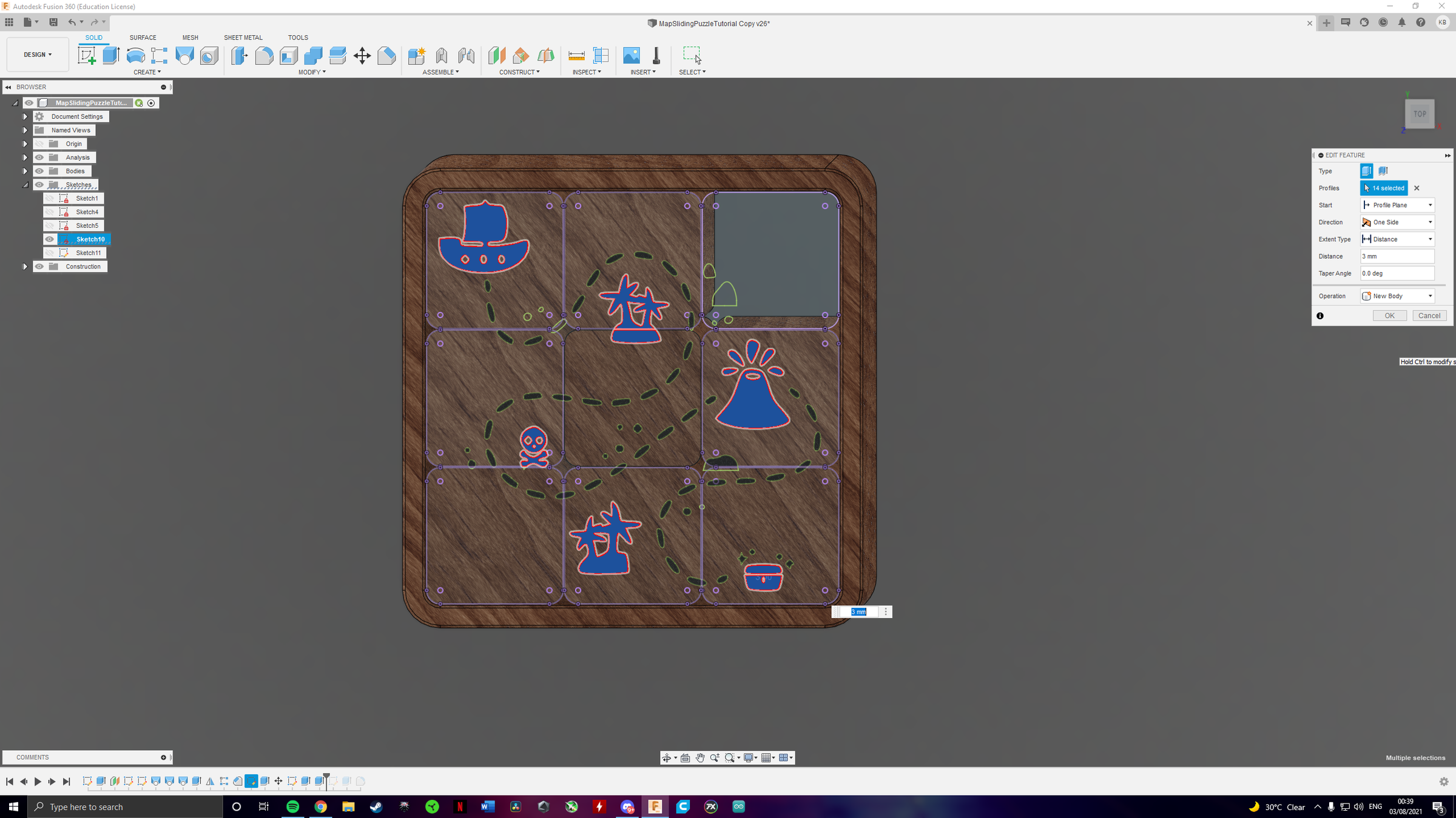 Map Sliding Puzzle 3D Printed - Fusion 360 : 28 Steps (with Pictures ...