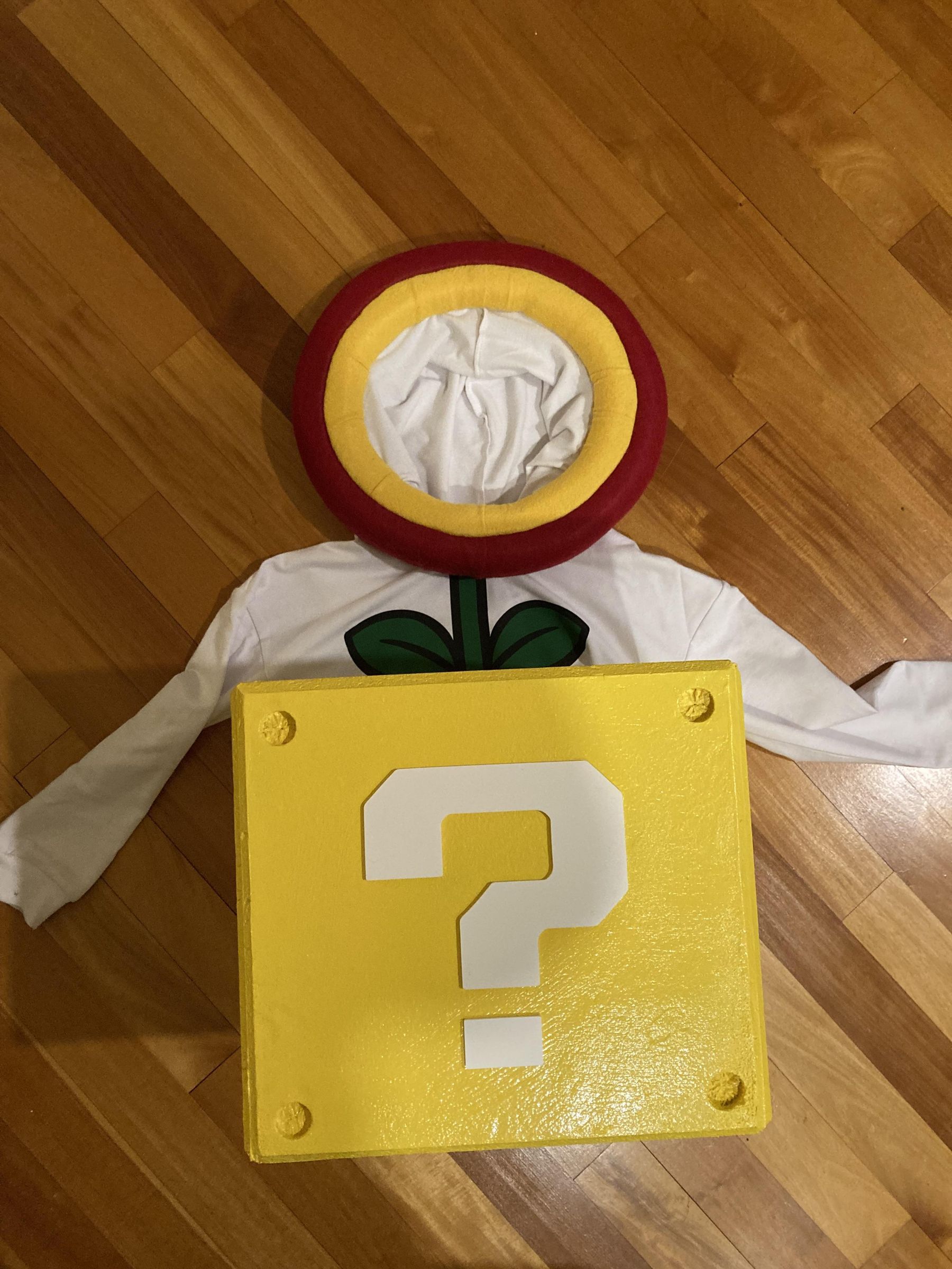 Kid's Nintendo Fire Flower Question Box Costume : 7 Steps (with ...