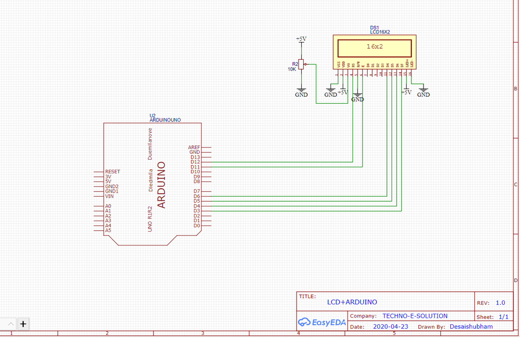 Circuit Diagram For Lcd Interfacing With Arduino