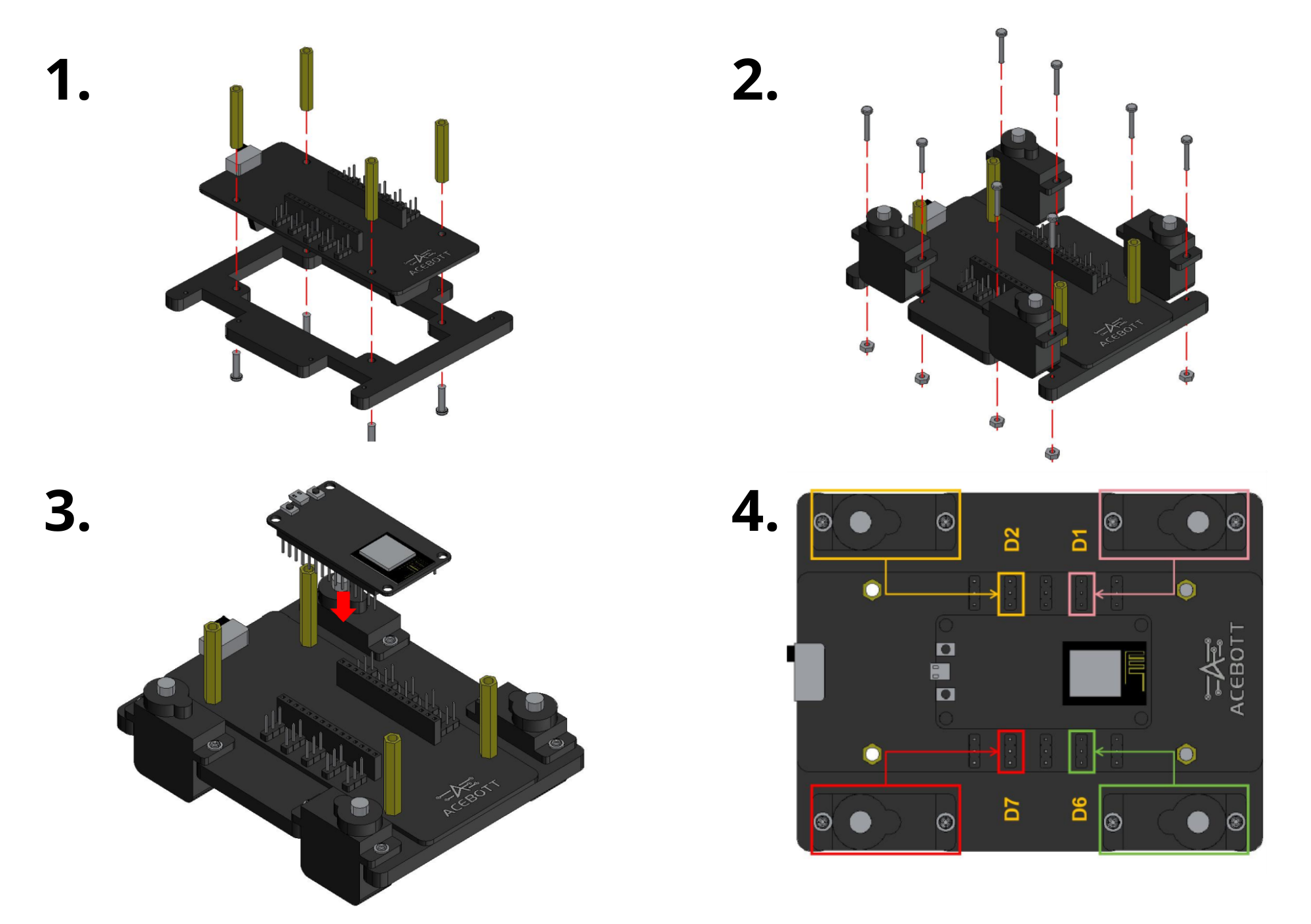 How to Build an 8-servo Spider-like Robot (a Quadruped) Using ACEBOTT ...