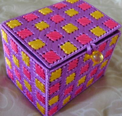 Ribbon Embroidered Plastic Canvas Jewelry/Keepsake Box (A Perfect ...