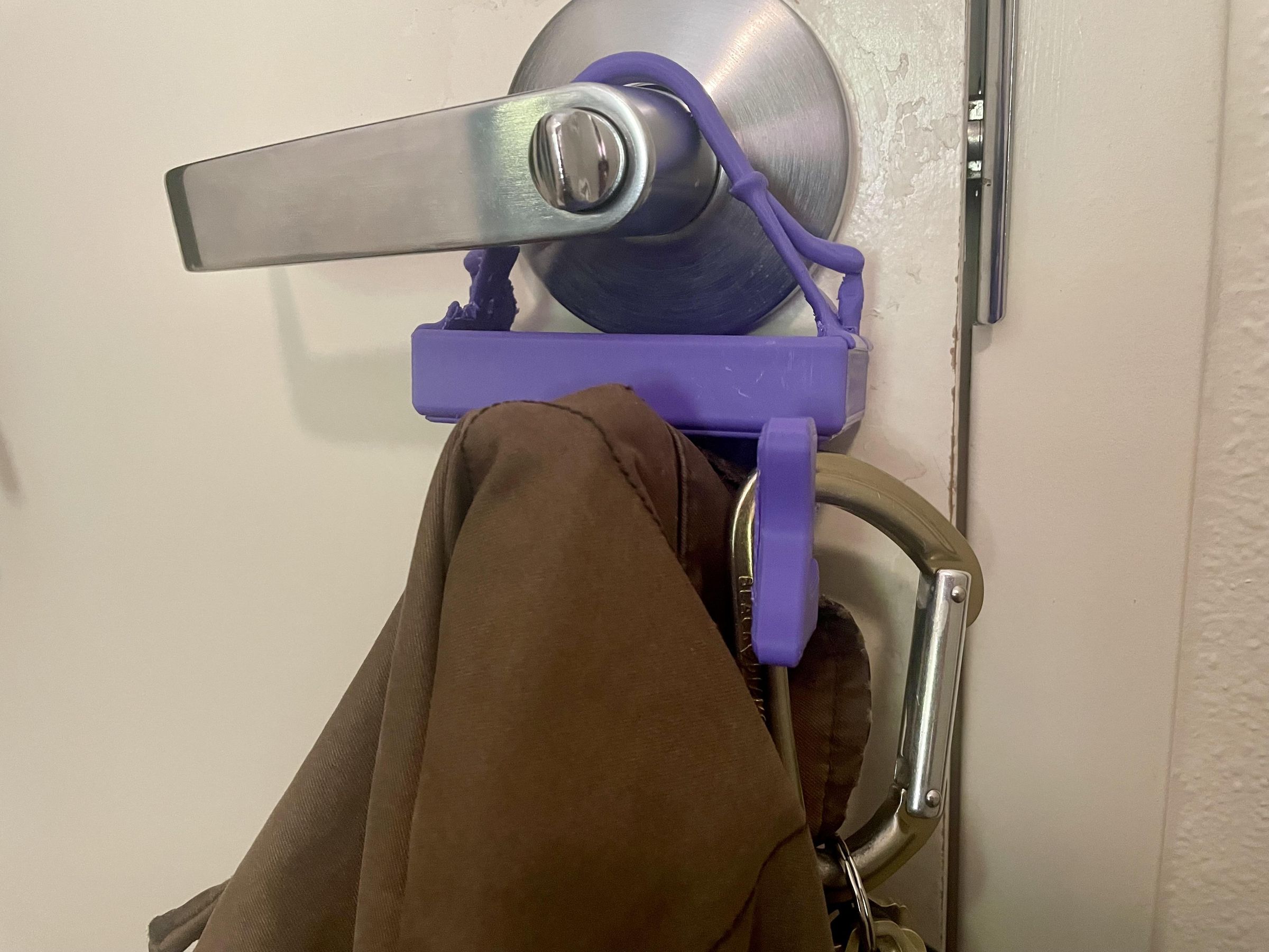 3D Printed Coat Hook and Key Holder That Hangs From a Door Handle, Made ...