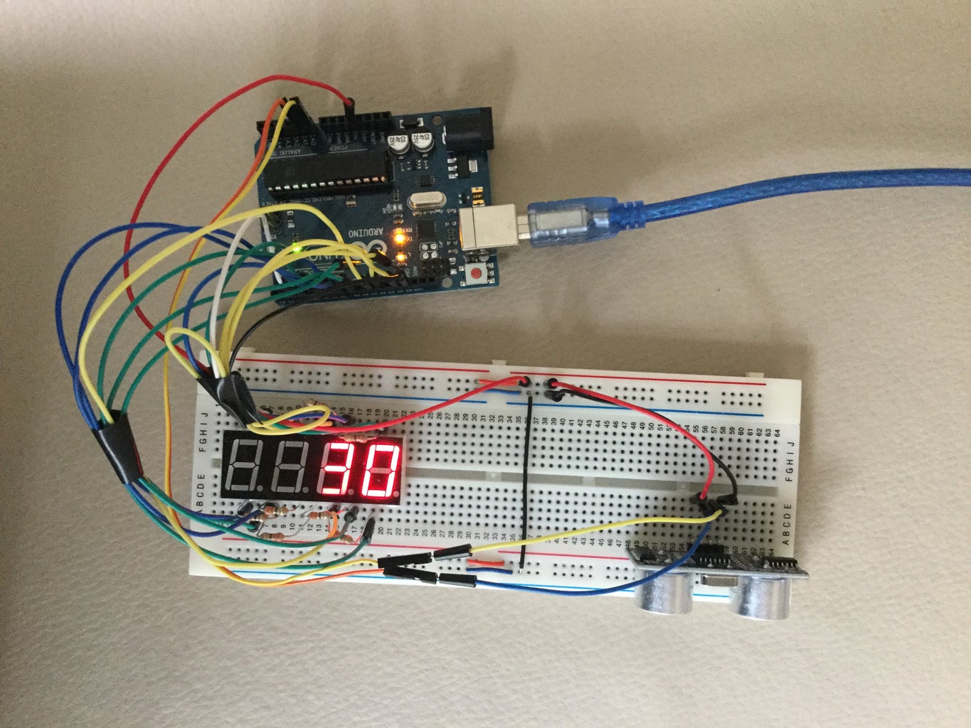 Arduino Ultrasonic Distance Meter With 7 Segment Display Instructables