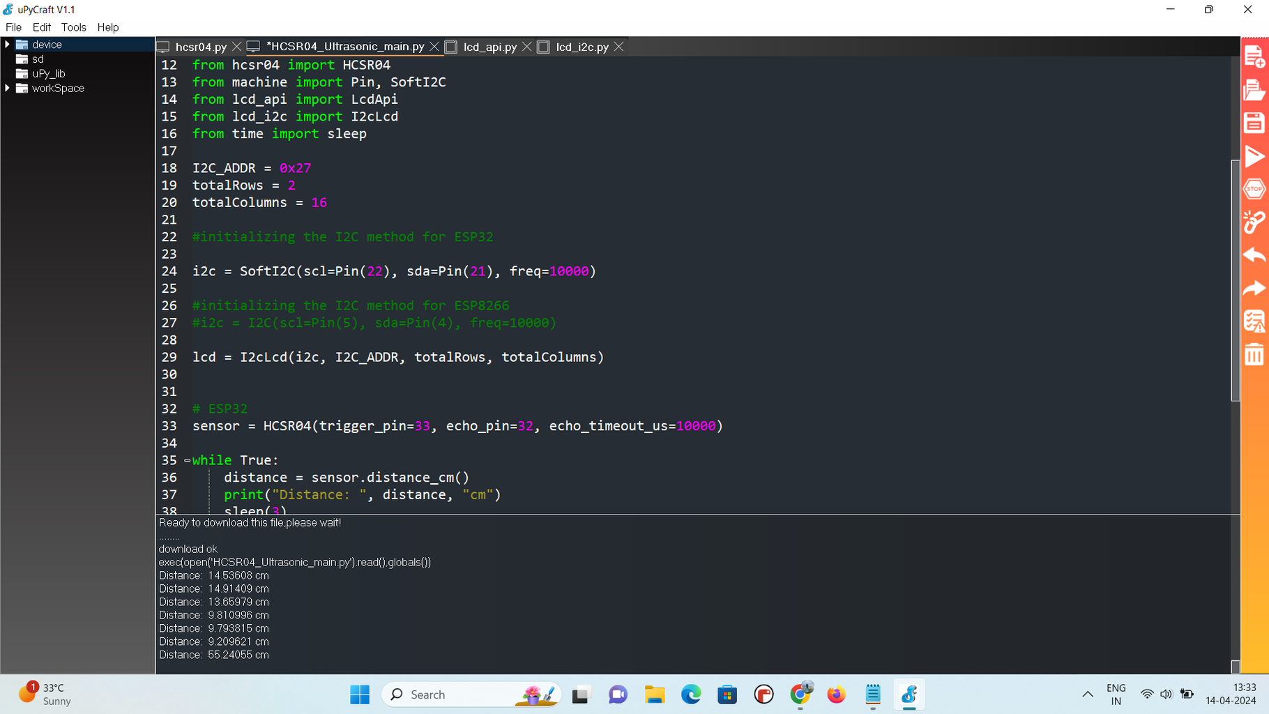 Ultrasonic Sensor With Micropython Using Bharatpi Board 5 Steps