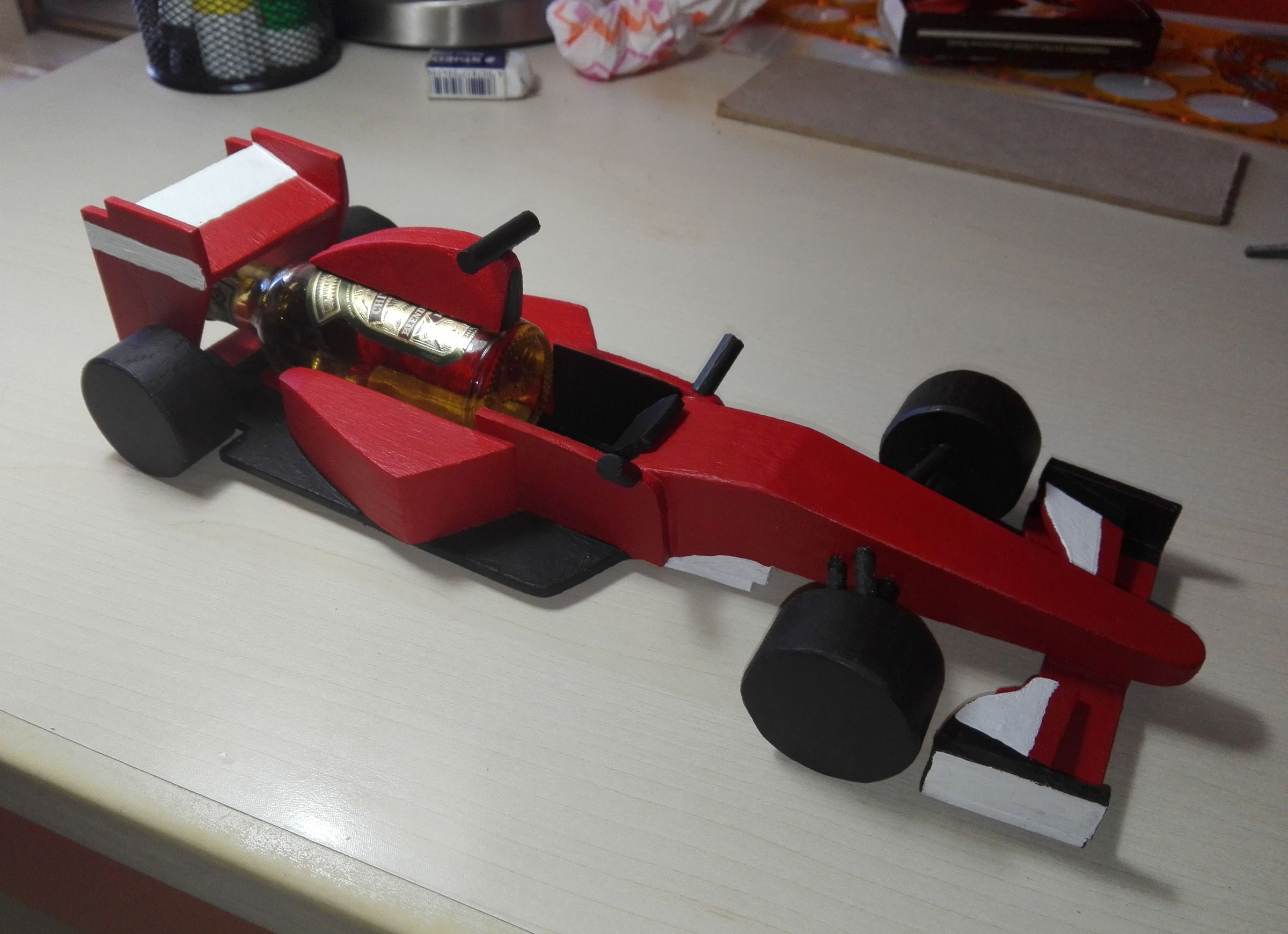 F1 Car With Miniature Bottle From Scrap Pieces : 4 Steps - Instructables