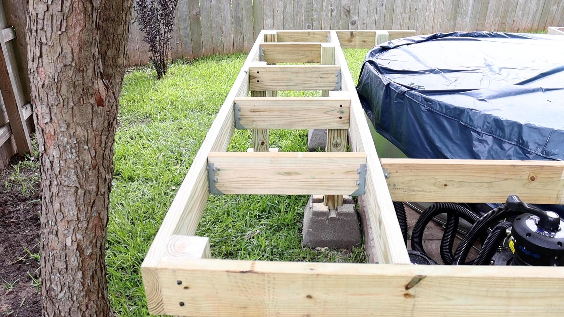 DIY Pool Deck With a Secret Hatch! How to Build a Deck for Your Stock ...