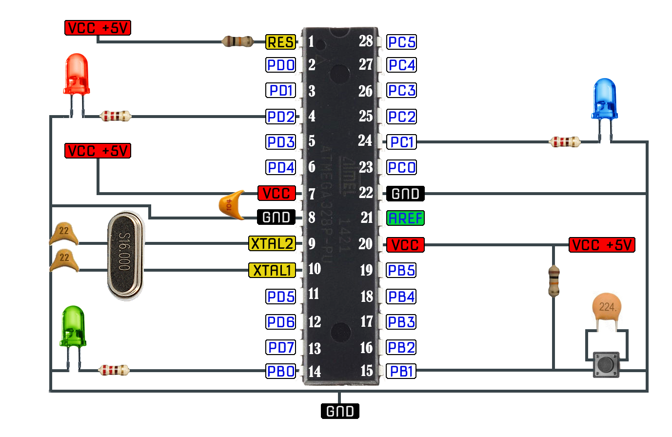 AVR Microcontroller. Toggle LED’s Using a Push Button Switch. Push Button Debouncing. : 4 Steps ...