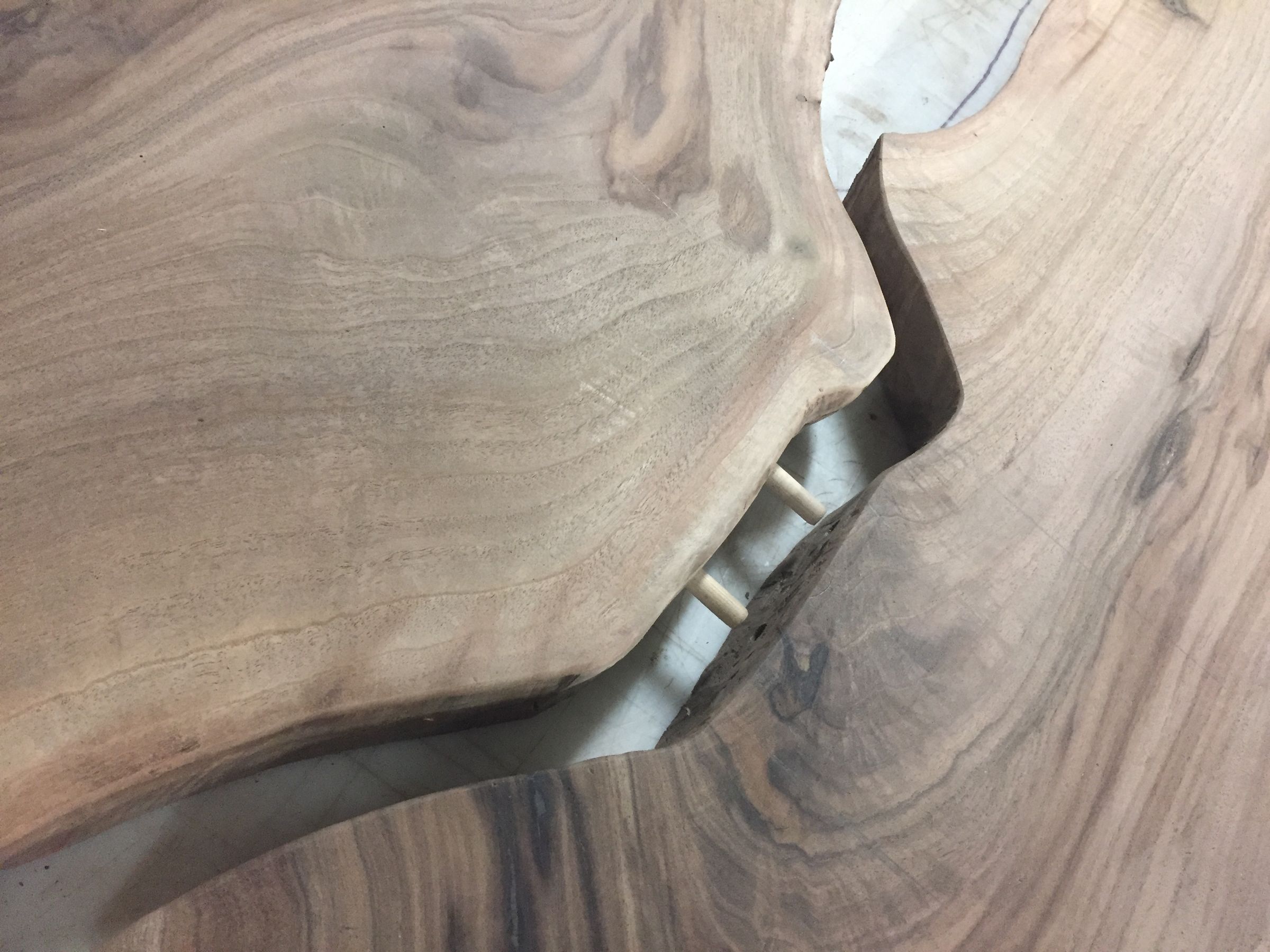 Custom Live Edge Walnut Slab Dining Set With LEDs, Glass Inlay, and ...