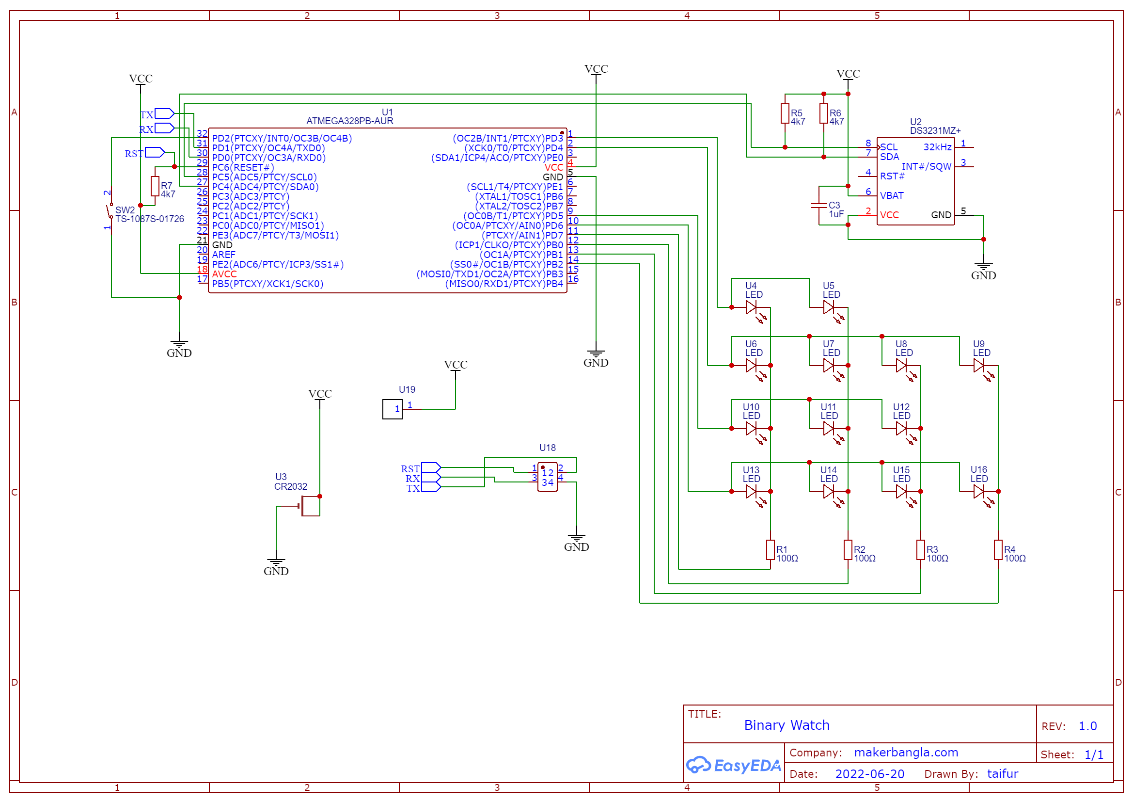 PCB Binary Watch : 6 Steps (with Pictures) - Instructables