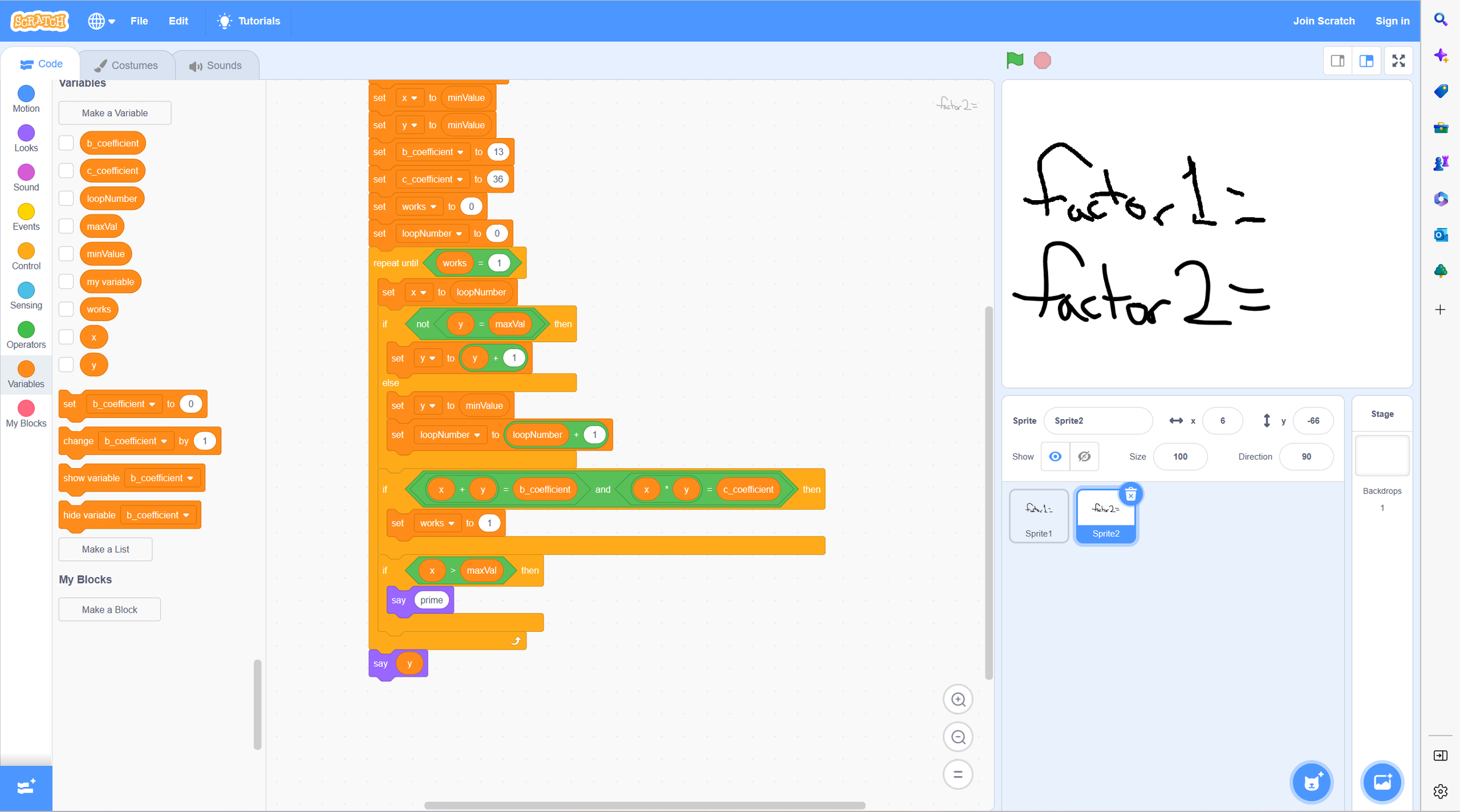 How to Make a Program to Factor Quadratics in Scratch : 4 Steps ...