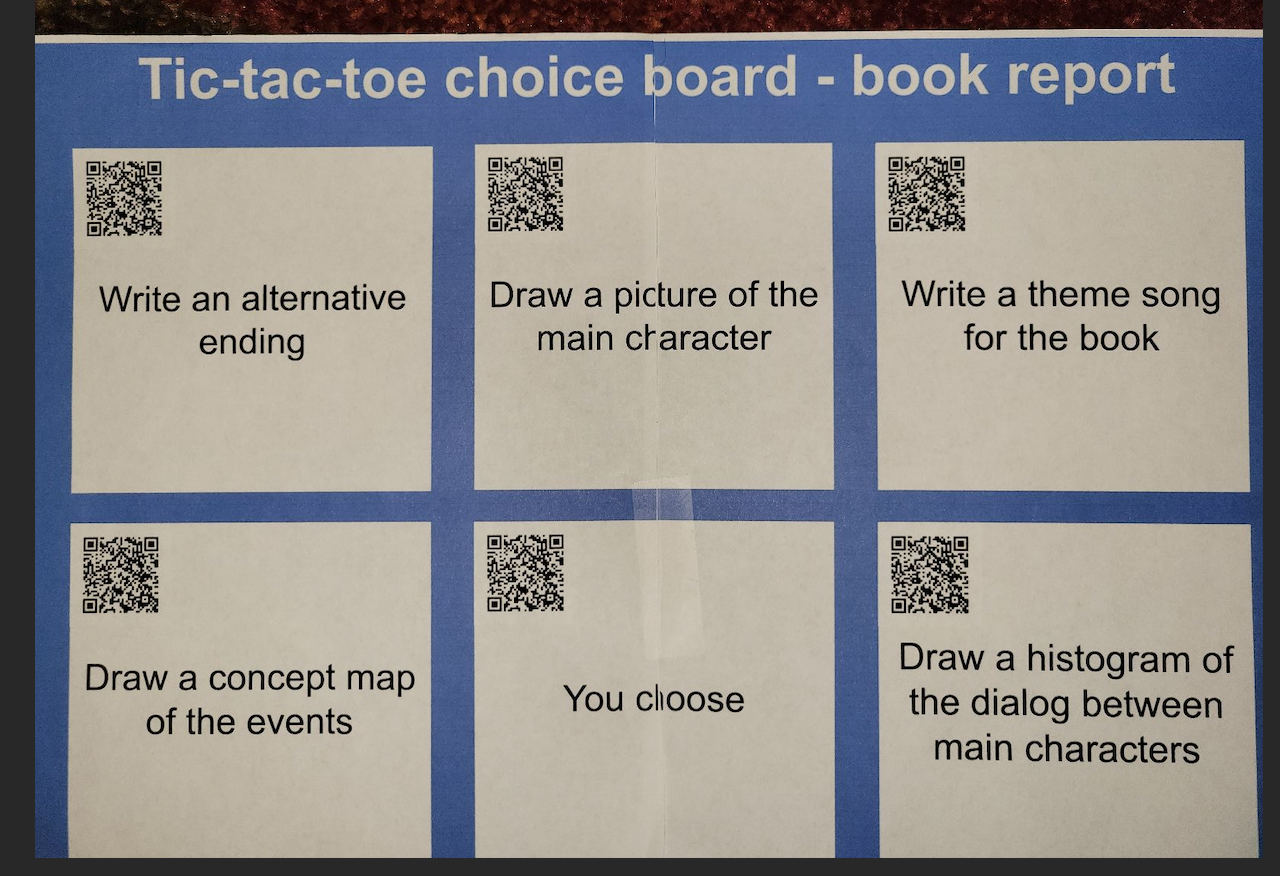 Printable Choice Board With QR Codes : 4 Steps - Instructables