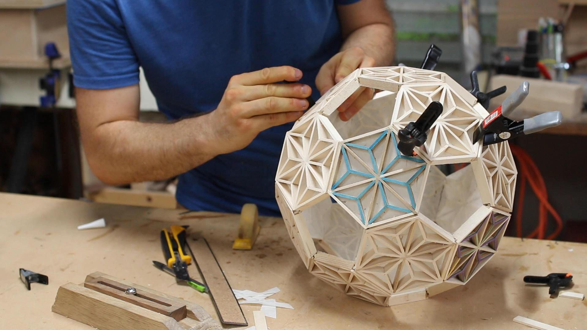 Truncated Icosahedron Kumiko Lamp : 8 Steps (with Pictures) - Instructables