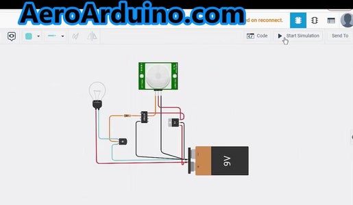 Arduino Automatic Motion Detection Activated Lamp With Pir Sensor On Tinkercad Simulation 6