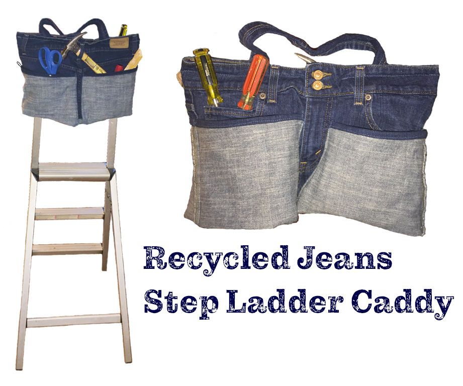 Recycled Jeans Step Ladder Caddy : 6 Steps (with Pictures) - Instructables