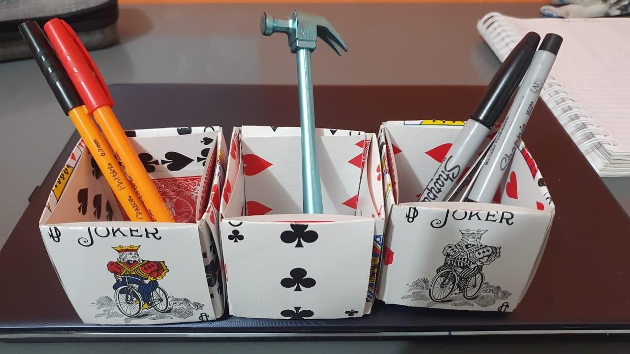 Origami Desktop Organizer From Playing Cards : 7 Steps (with Pictures ...