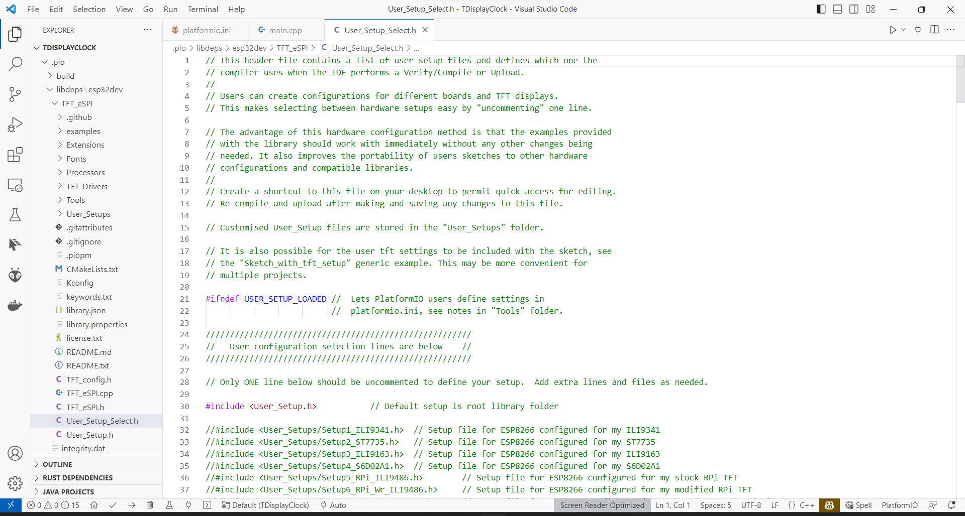 Extending a TFT_eSPI Example With TTGO T-Display Using PlatformIO, With ...