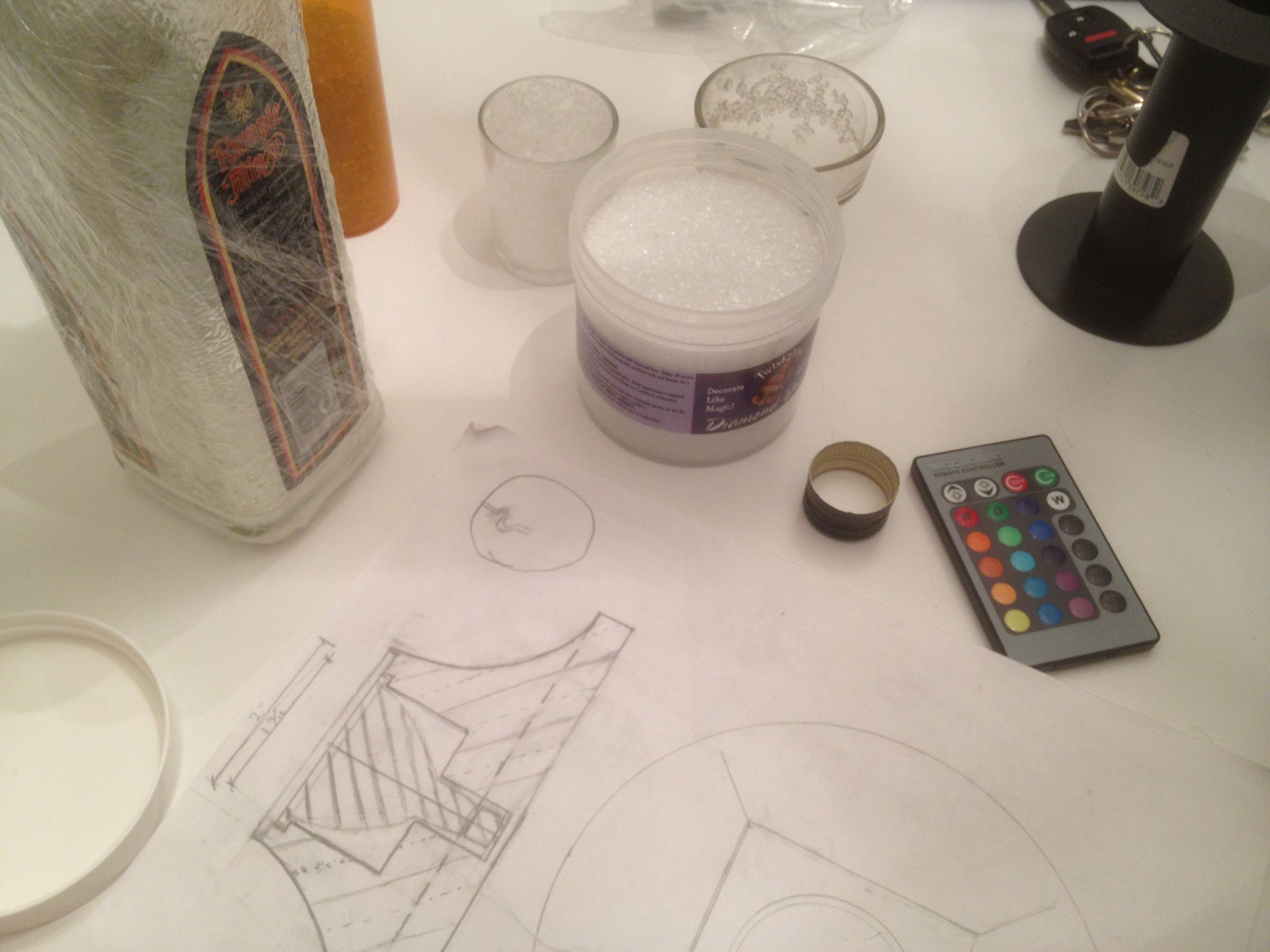 Glowing Glass Shard Coated Bottle Lamp *16 Color LED W/ Remote* : 6 ...