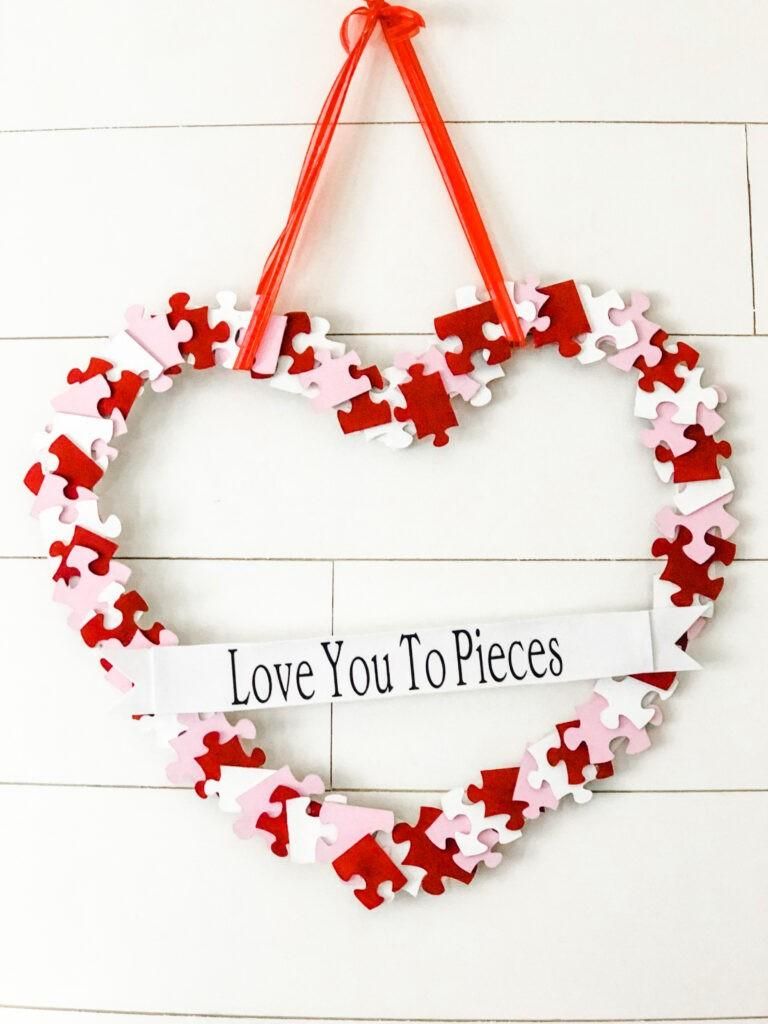 Valentine Puzzle Piece Heart Wreath : 5 Steps (with Pictures ...