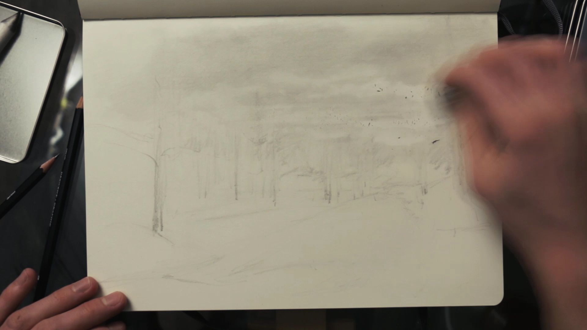 Drawing a Landscape With Pencil // Timelaps Art Video : 5 Steps (with ...