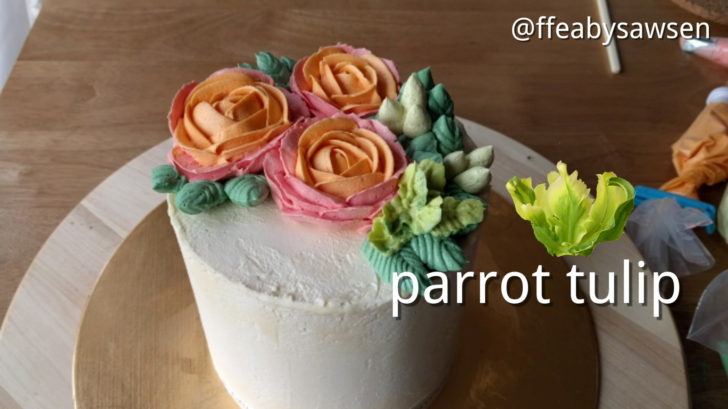 How to Pipe a Buttercream Flower Bouquet Cake - With Roses, Parrot ...
